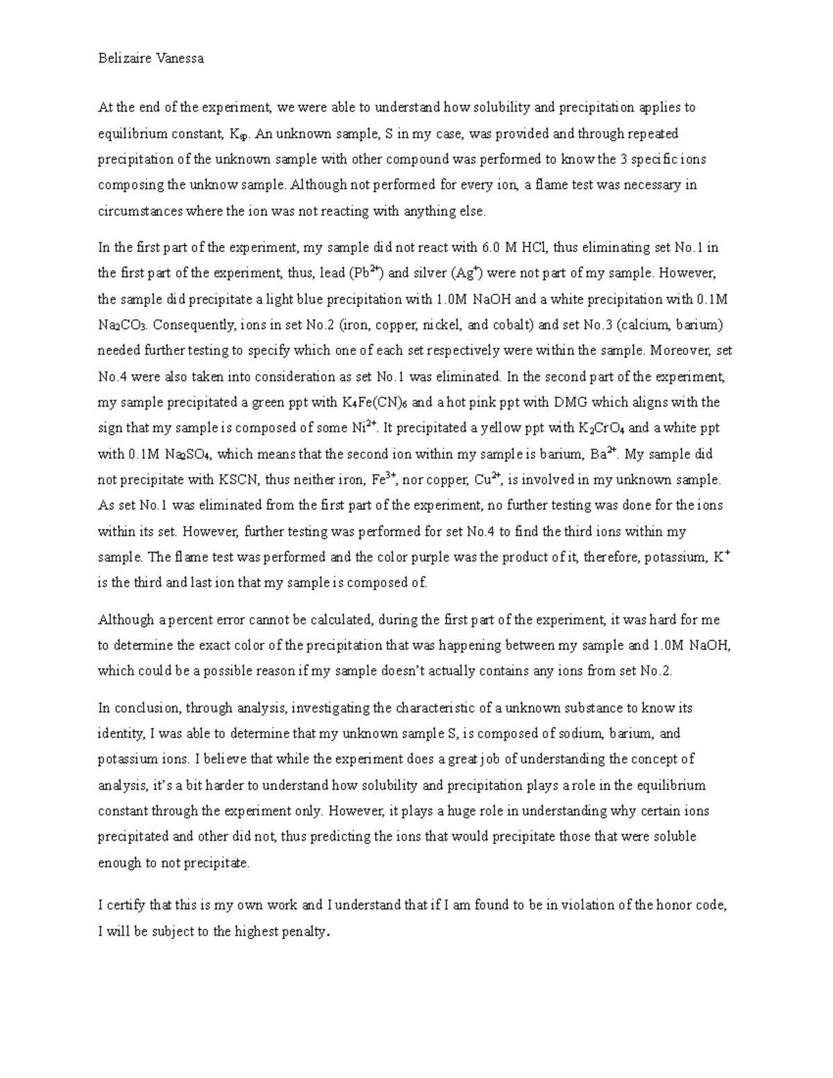 Qualitative Analysis Of Cations Lab Report Mta Production