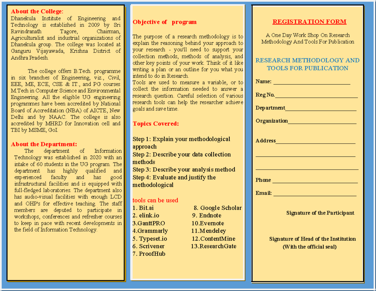 Research brochure - About the College: Dhanekula Institute of ...