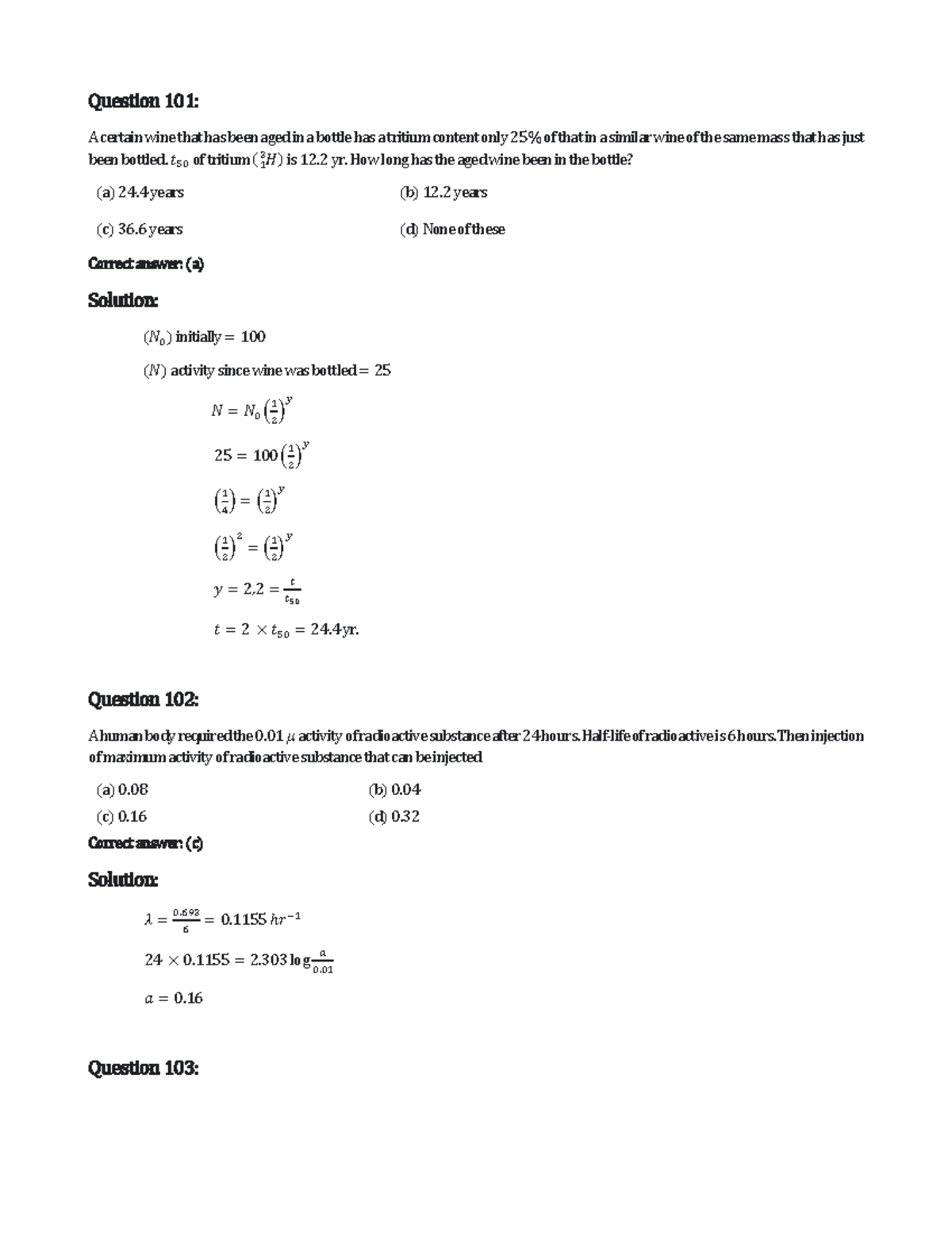 Chemistry Nuclear Chemistry Class 12 Questions and Explanations with ...
