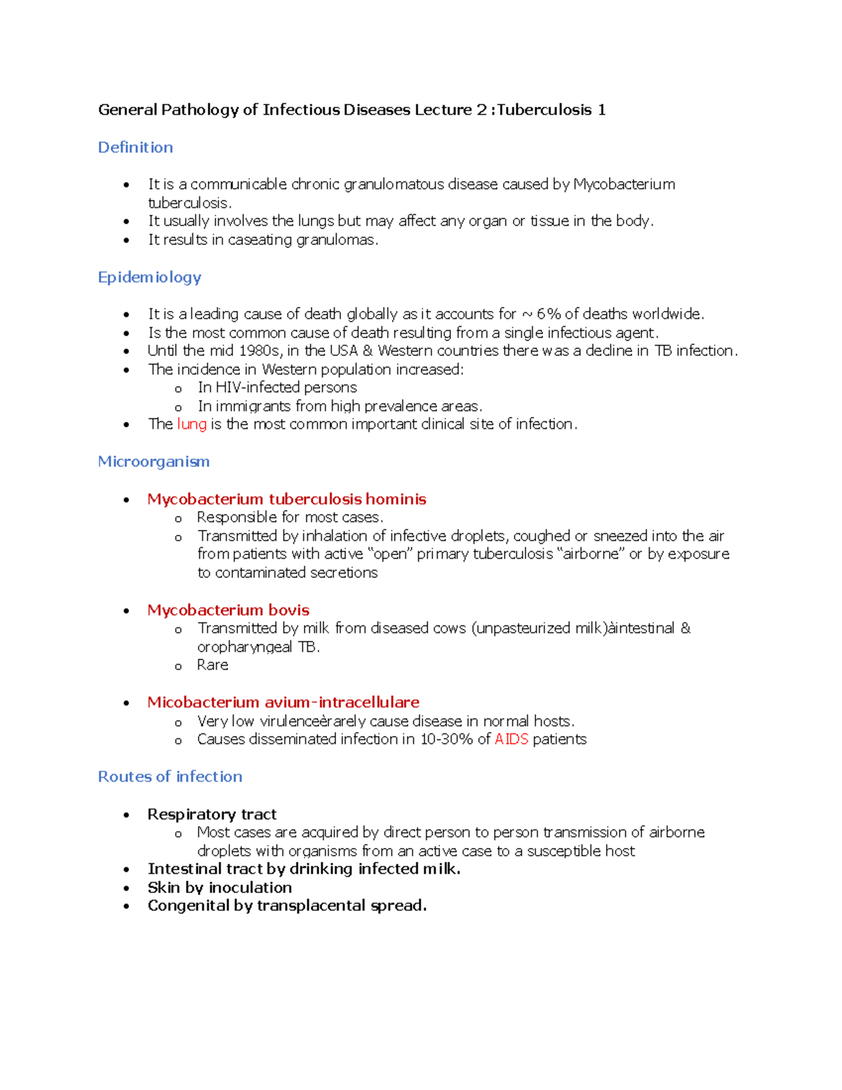General Pathology of Infectious Diseases Lecture 2 - It usually ...