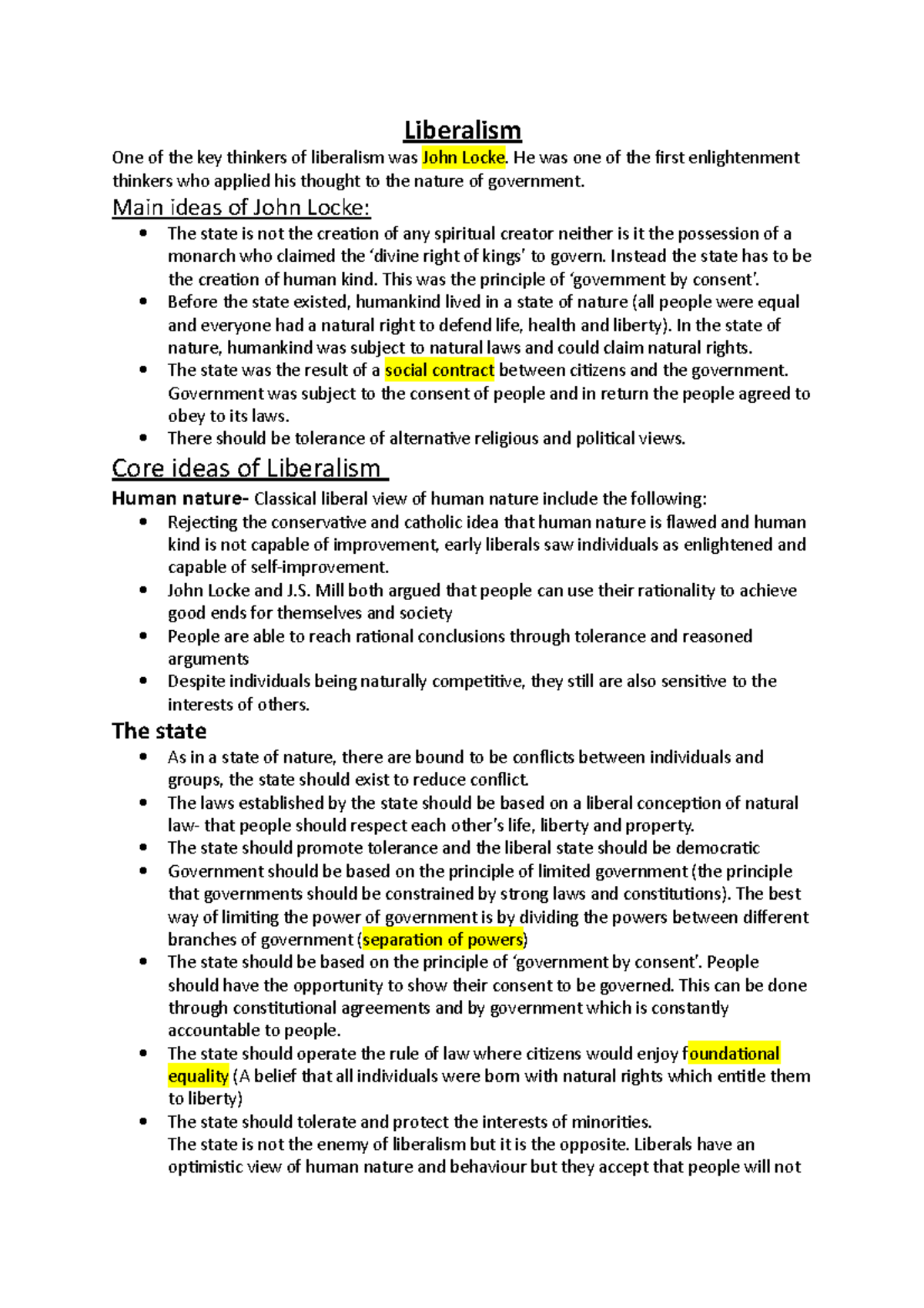 Liberalism- political ideas - Liberalism One of the key thinkers of ...