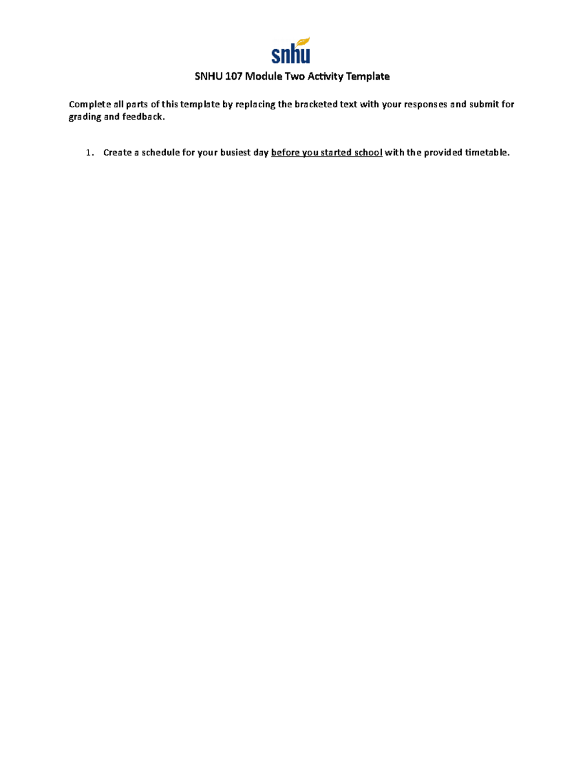 SNHU 107 Module Two Activity Template 1 - SNHU 107 Module Two Activity ...