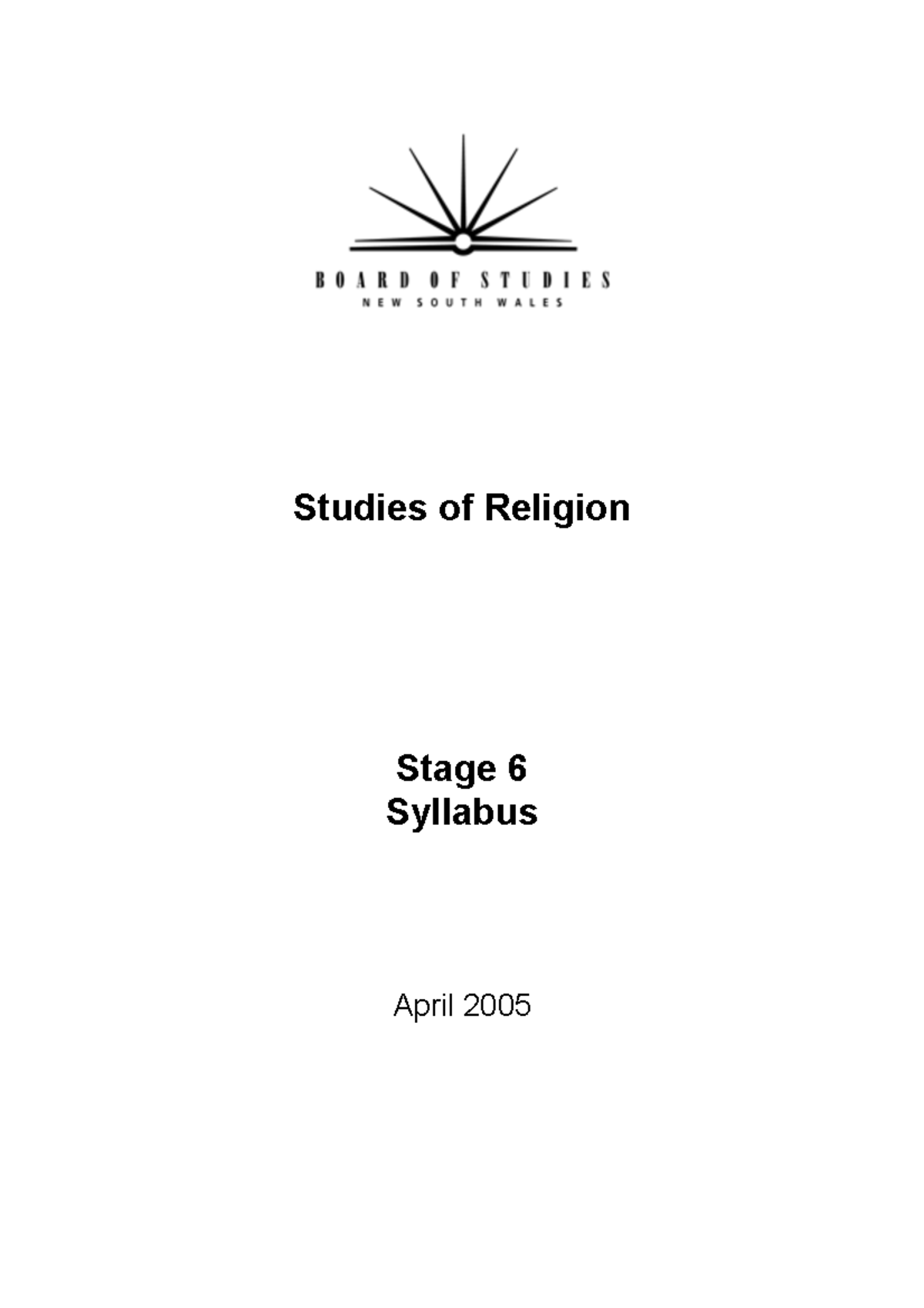 Studies of religon - AEGERGGEGR - Studies of Religion Stage 6 Syllabus ...