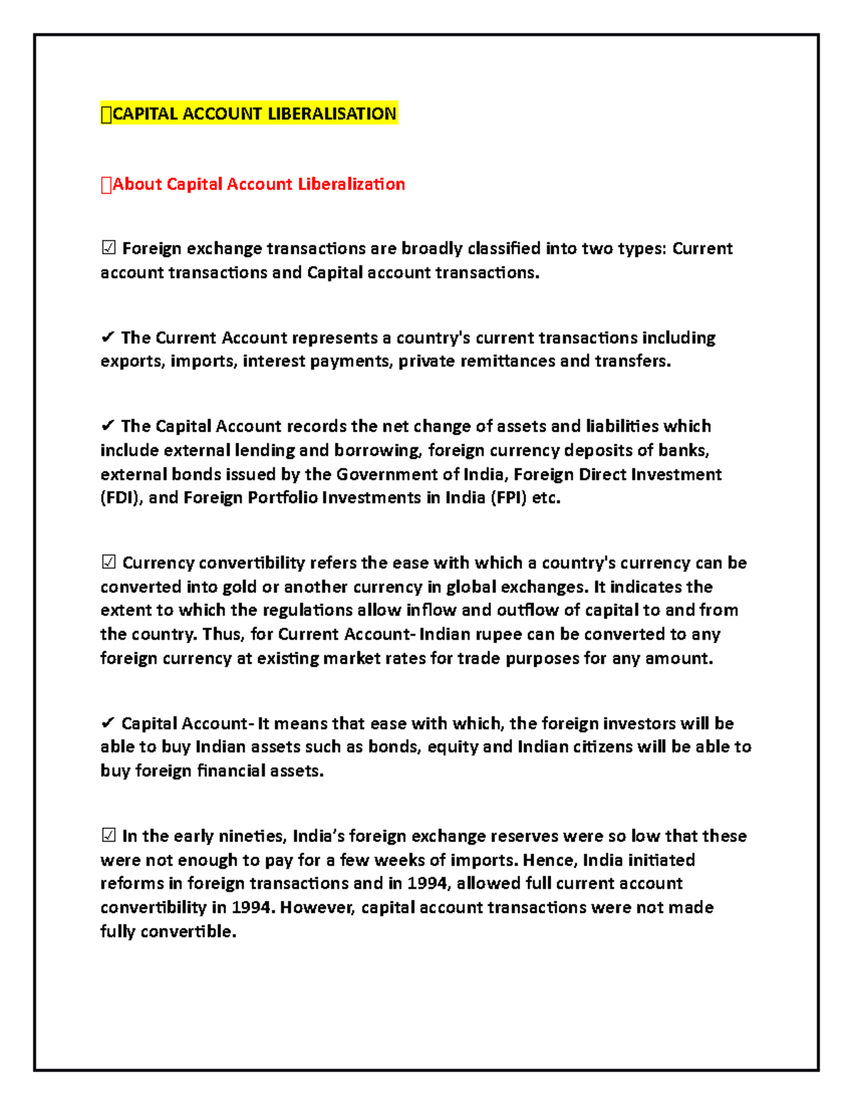 Notes of Capital Account Liberalization - ECON 10809195 - MATC - Studocu