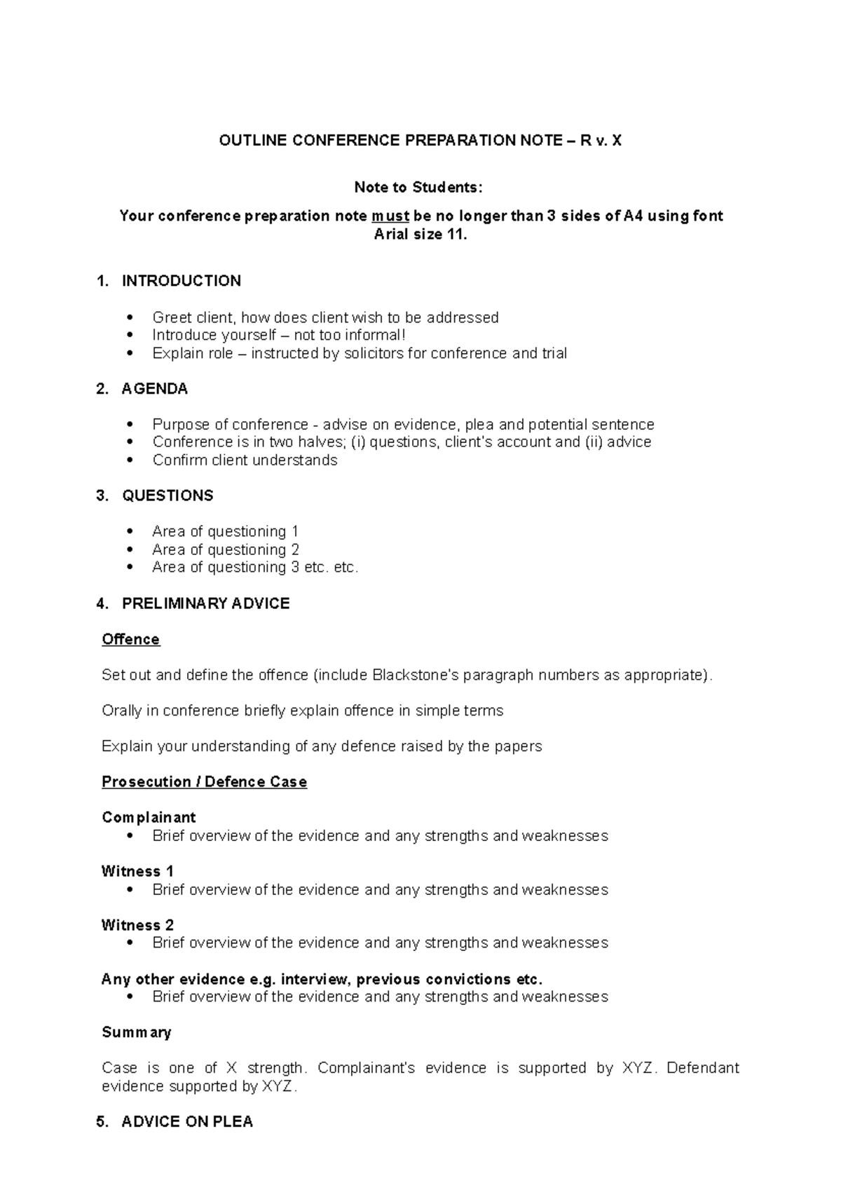 Sample Template Con Prep Note - Copy - OUTLINE CONFERENCE PREPARATION ...