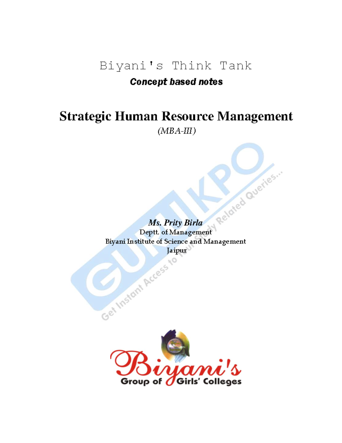 SHRM book-unit 4 and 5 - Biyani's Think Tank Concept based notes ...