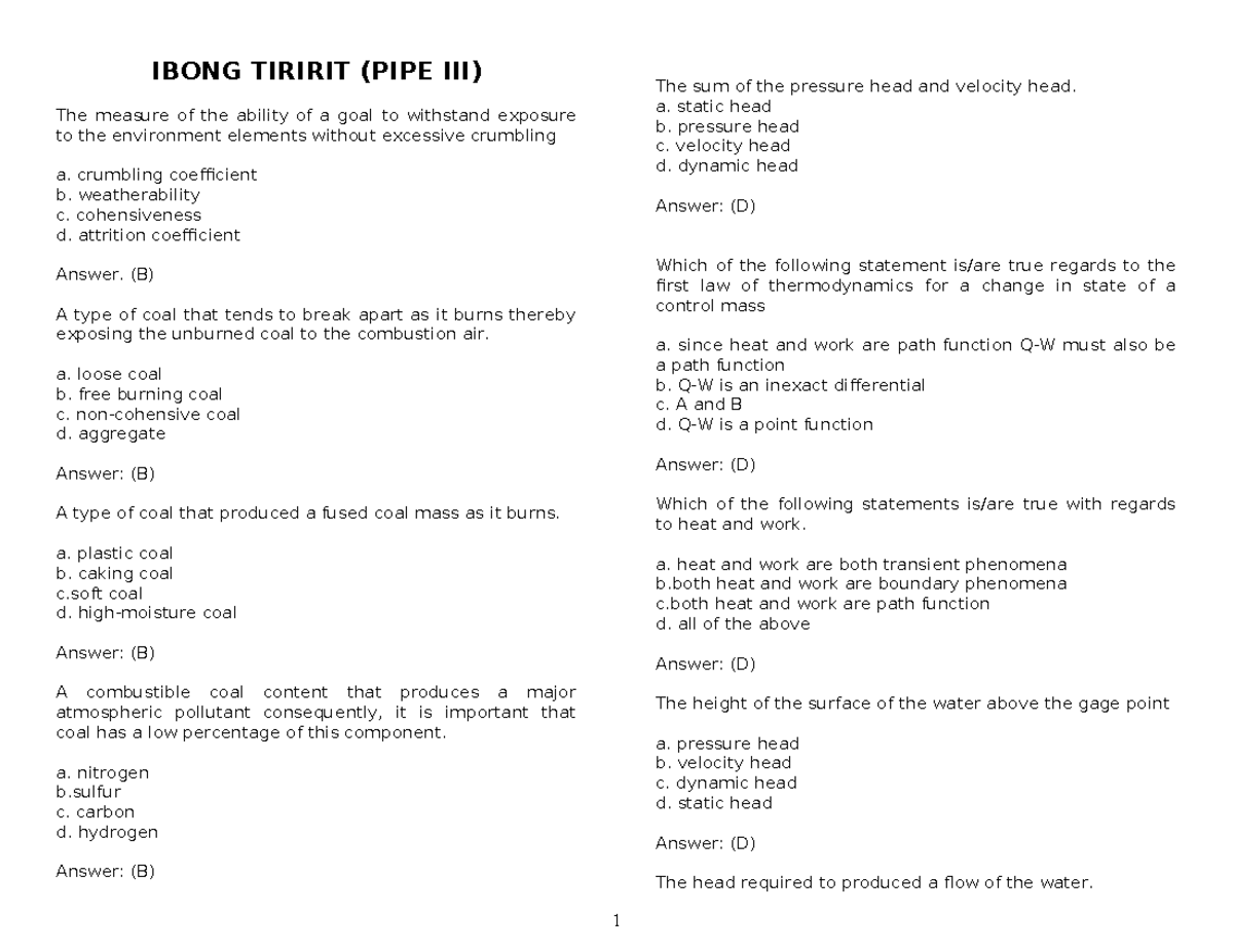 Ibong Tiririt PIPE 3 - MATH - IBONG TIRIRIT (PIPE III) The measure of ...