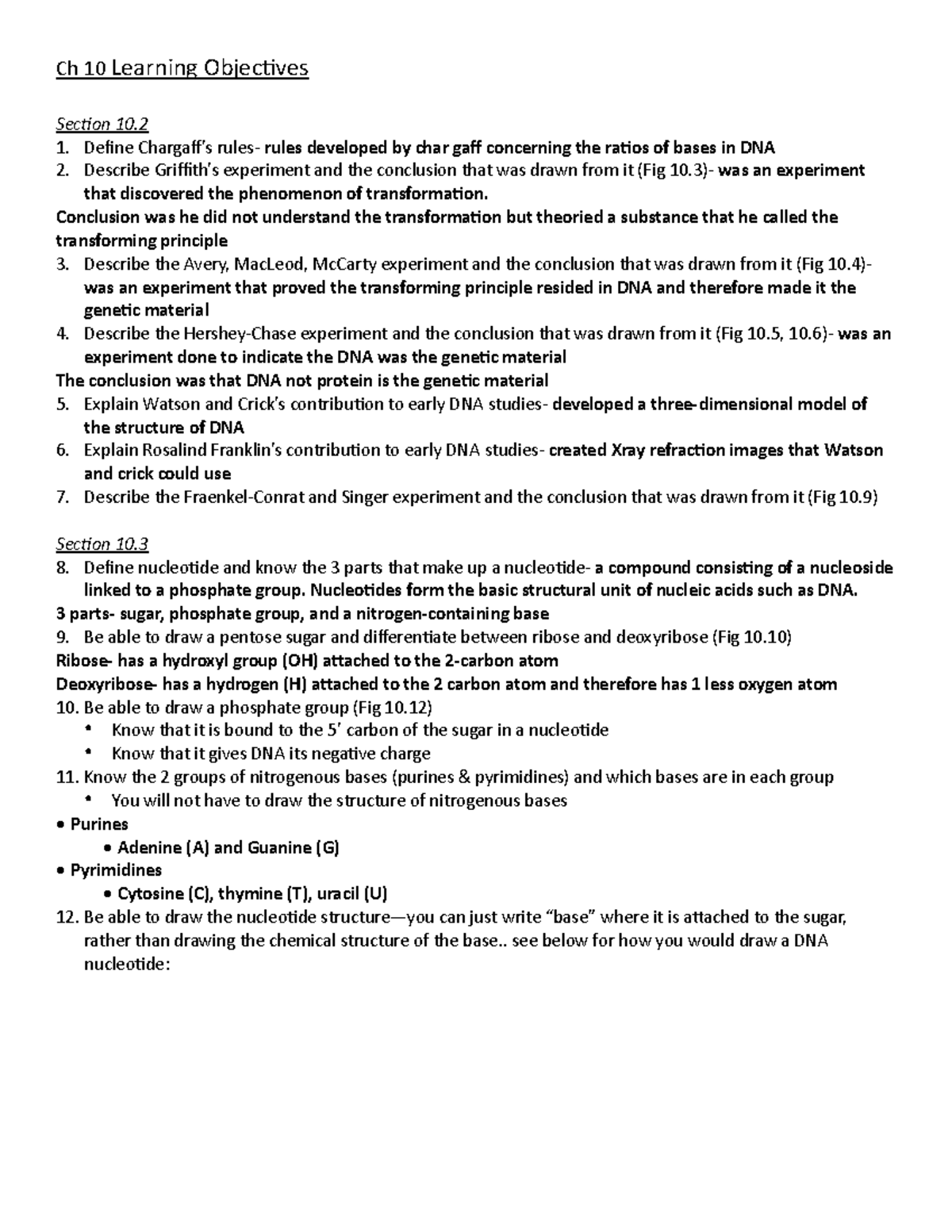 Ch 10 learning objectives - Ch 10 Learning Objec1ves Sec$on 10. Define ...