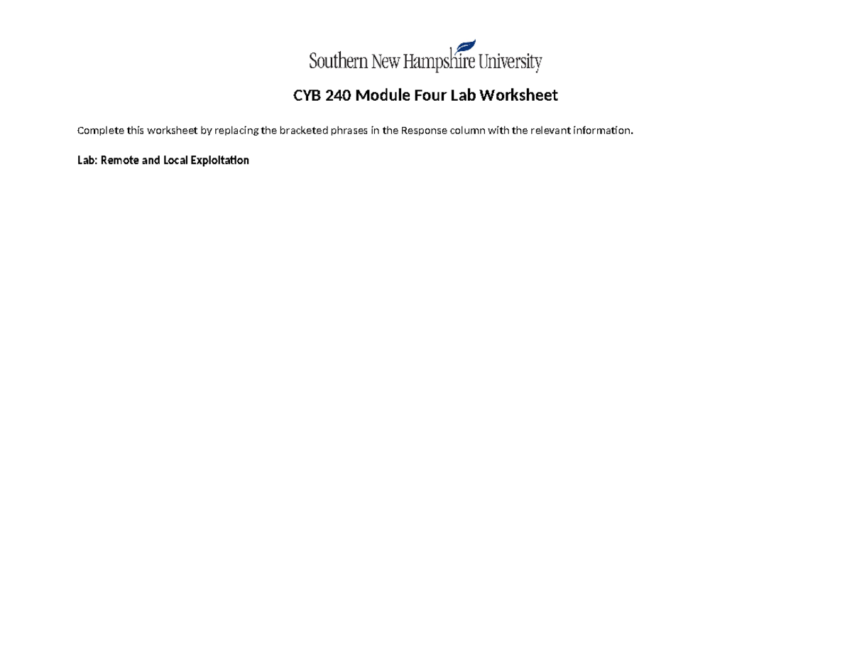 CYB 240 Module Four Lab Worksheet - CYB 240 Module Four Lab Worksheet ...