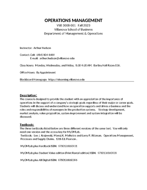 Supplement A Notes - Professor Arthur Hudson - Operations Management ...