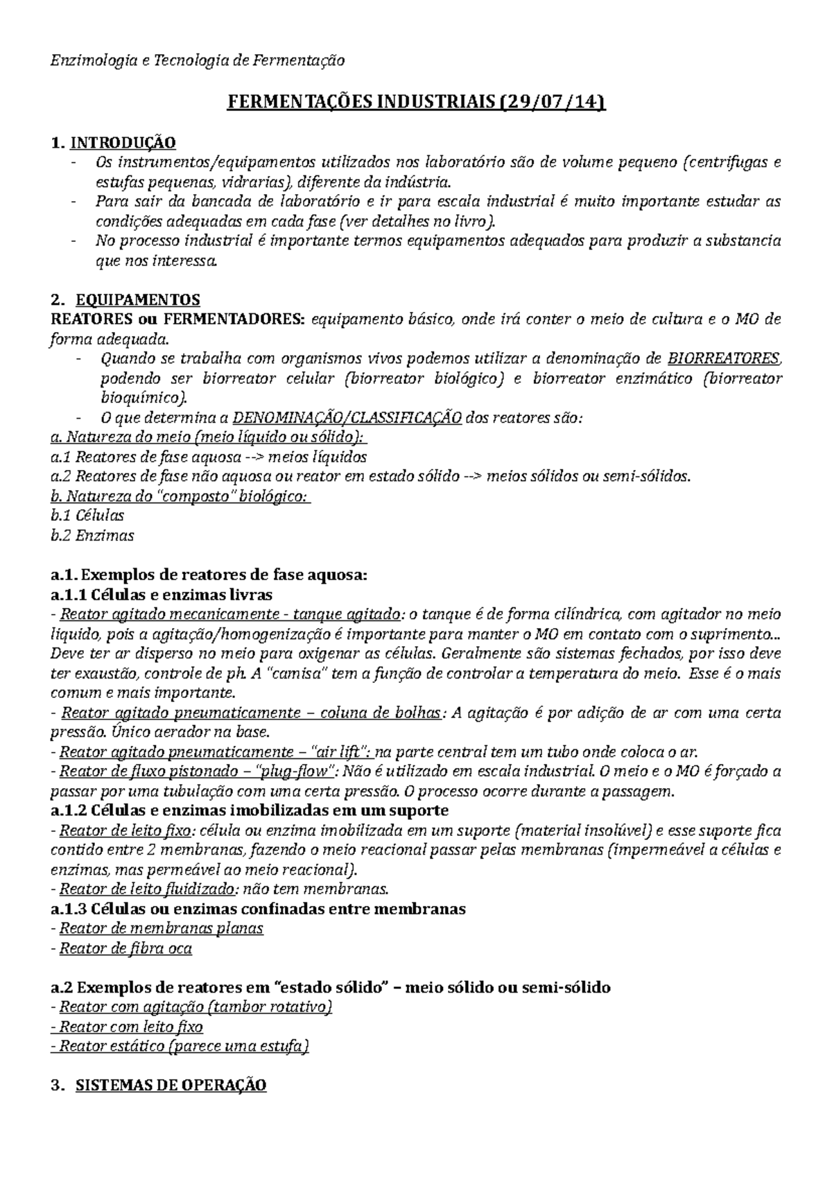 Resumo Geral Enzimol Fermentação Industrial - Enzimologia e Tecnologia ...