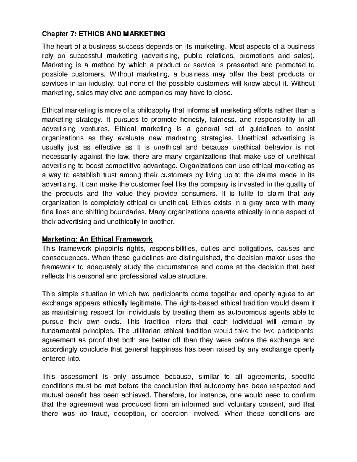 Week 11 - Ethics and Marketing - The heart of a business success ...