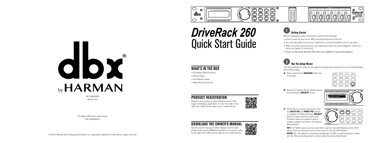 260 Quick Start 5059584-A - WHAT’S IN THE BOX DriveRack 260 Processor ...