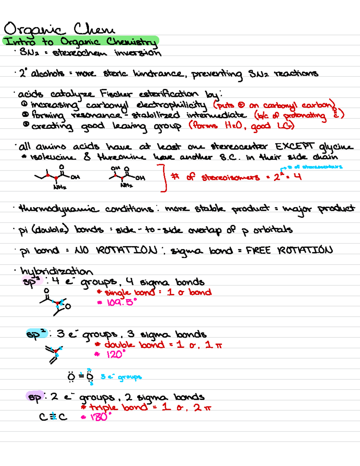organic chem notes - Organic Chem Intro to Organic Chemistry · SNz ...