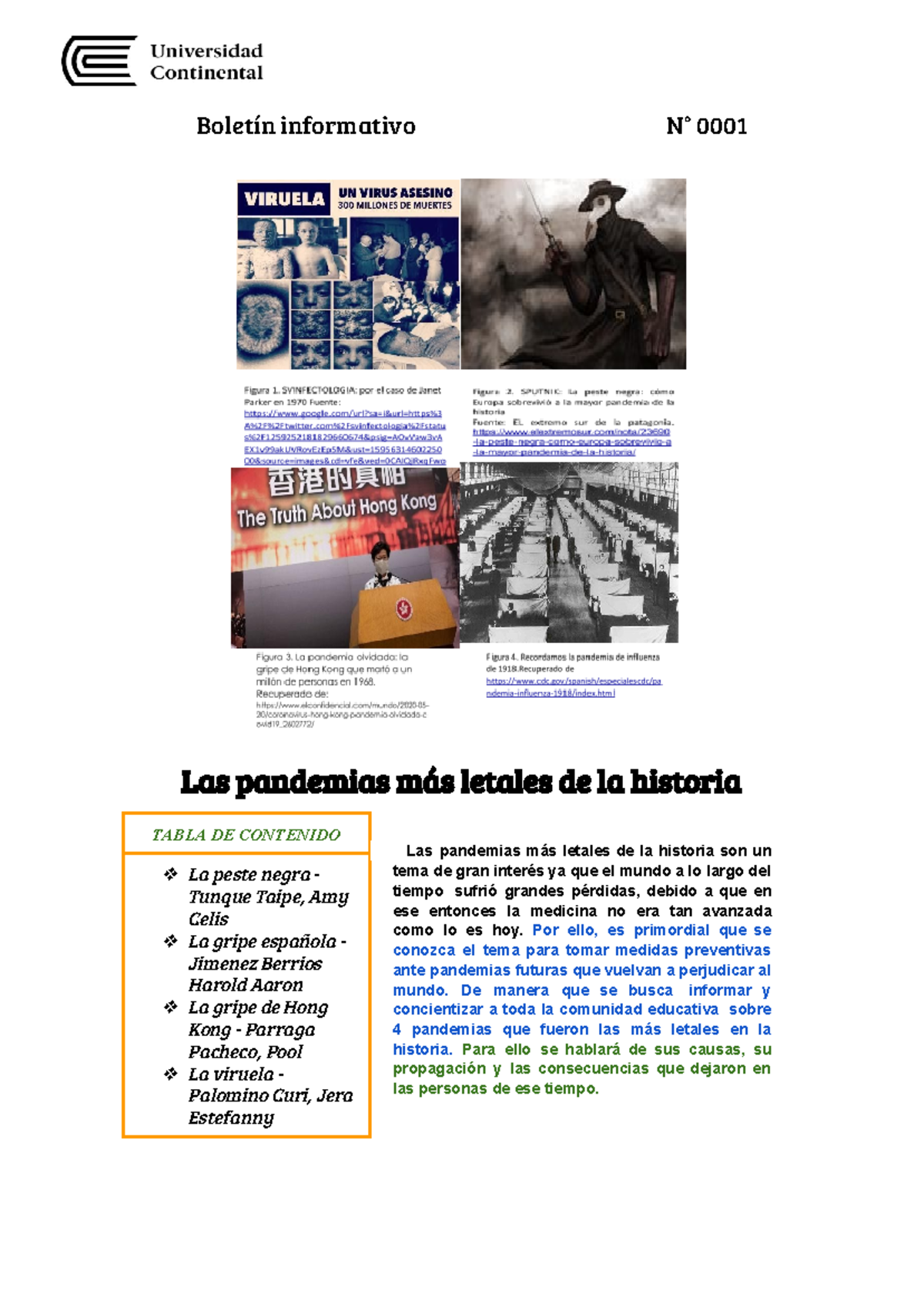 Boletin informativo de las pandemias más letales de la historia.docx ...