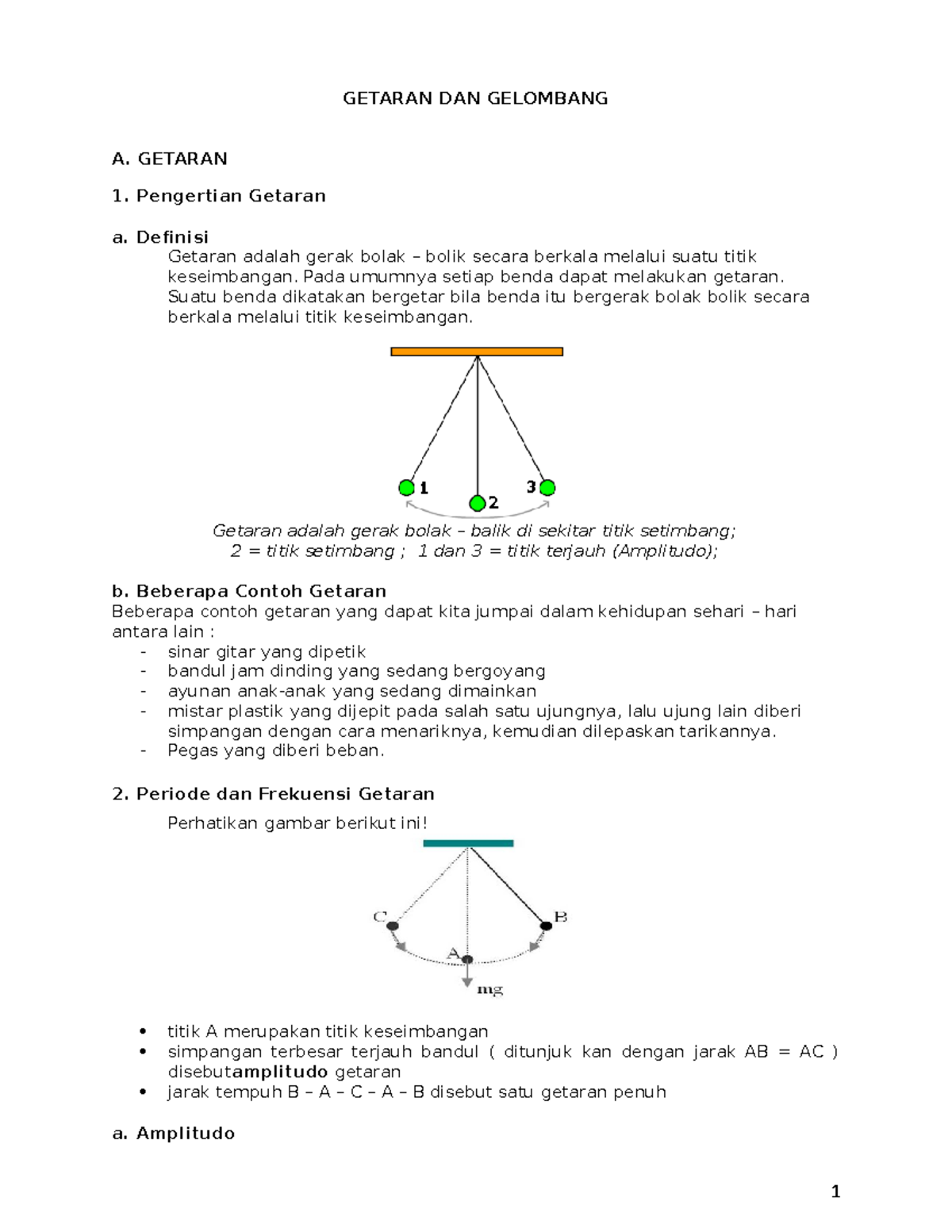 Getaran DAN Gelombang - GETARAN DAN GELOMBANG A. GETARAN Pengertian ...