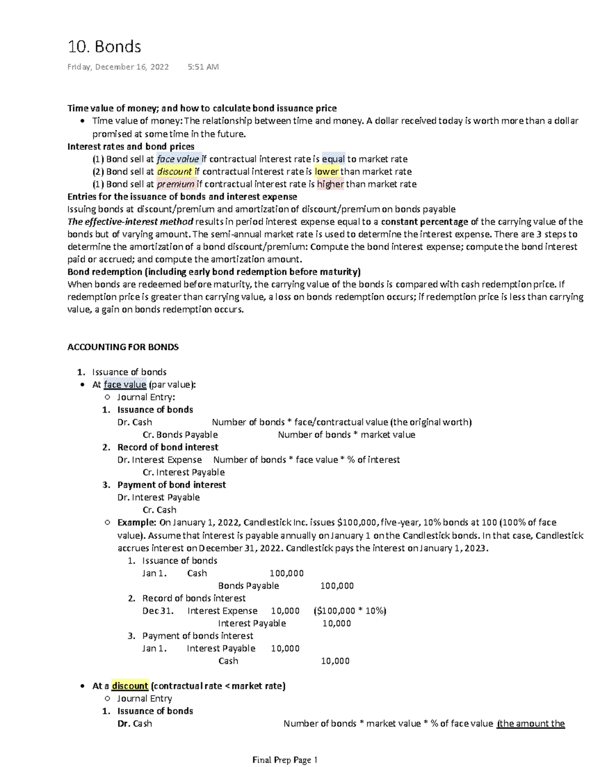 Chapter 10: Bonds - Time value of money; and how to calculate bond ...
