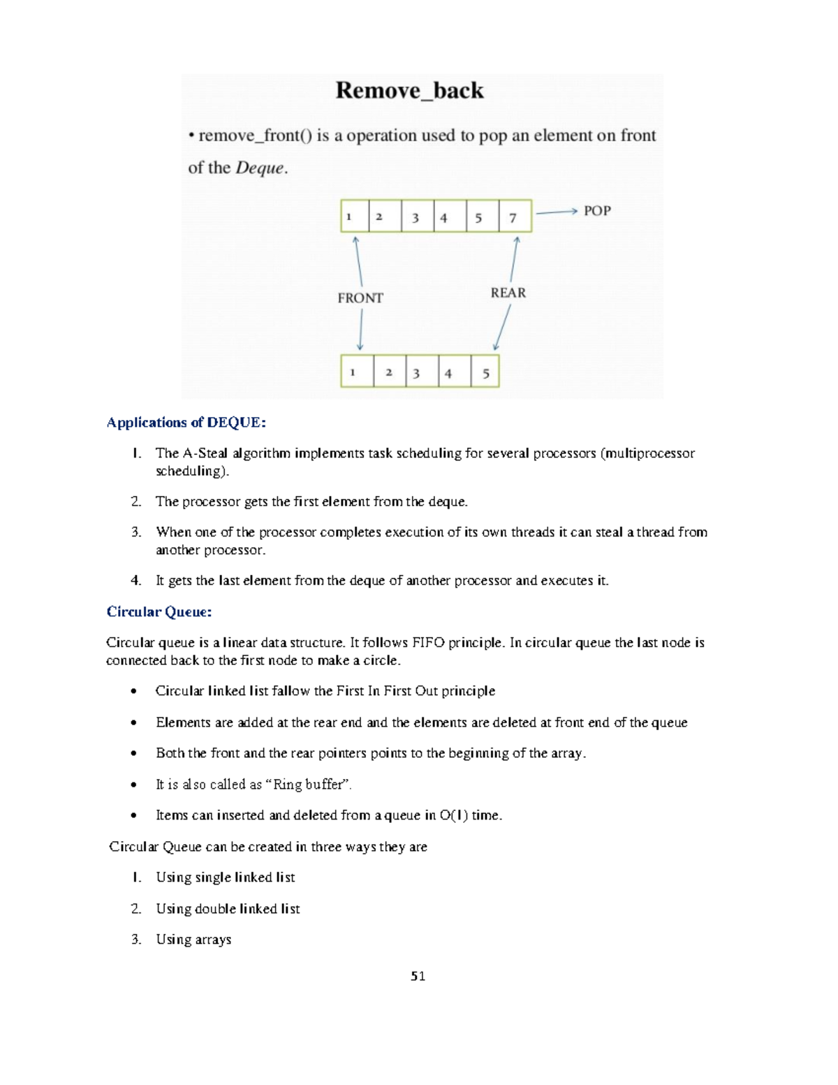 Queues and Applications of Deque - Applications of DEQUE: The A-Steal algorithm implements task ...