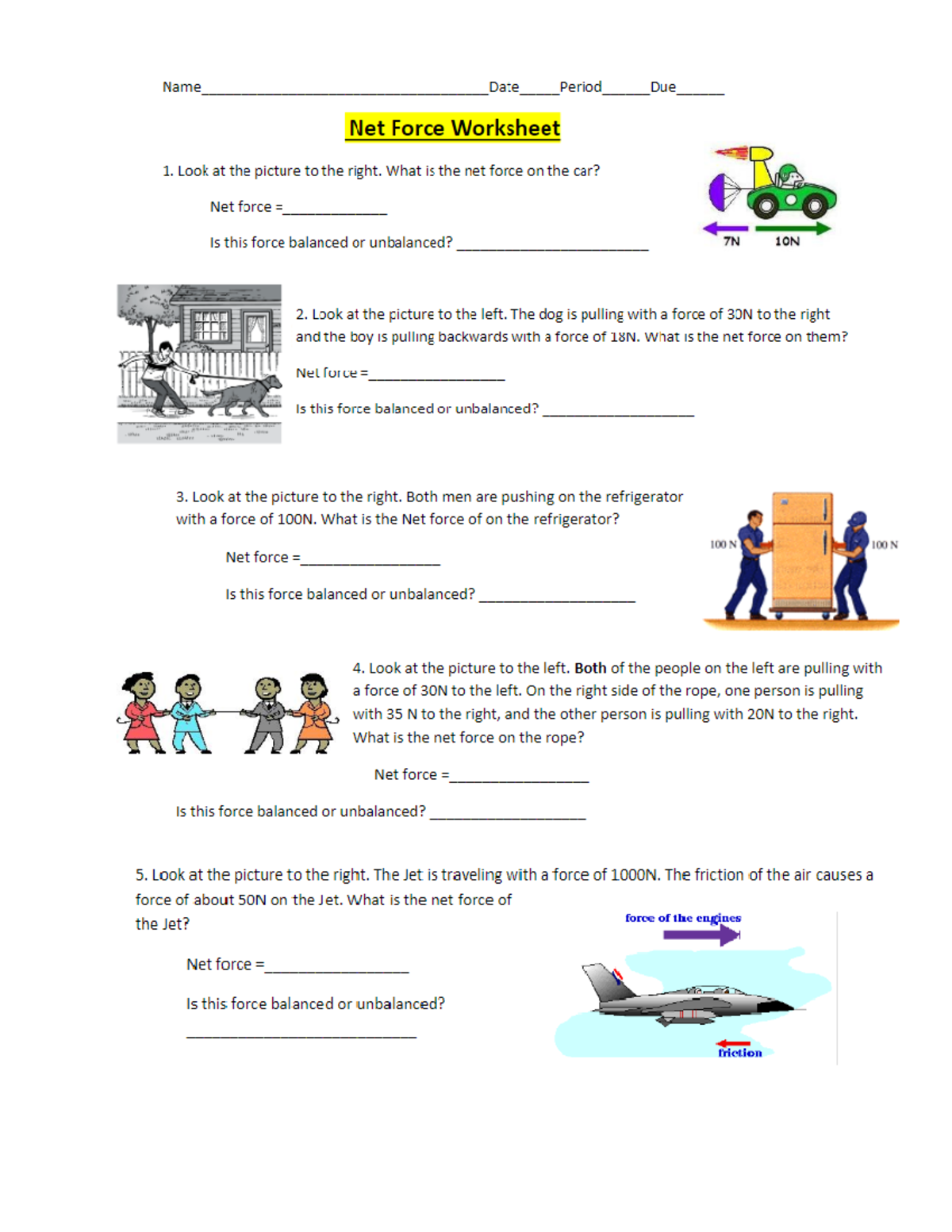 Balanced and unbalanced forces - Studocu