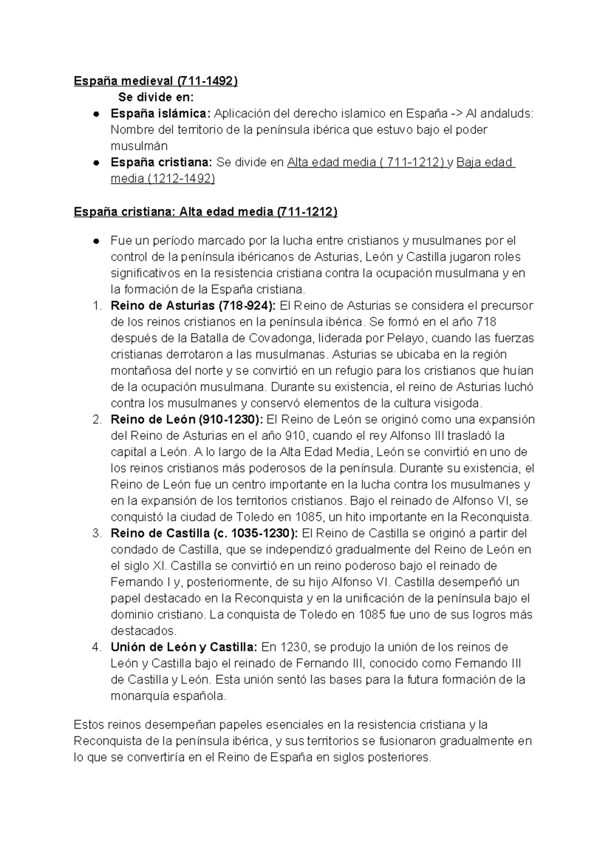 España medieval (711-1492) - España medieval (711-1492) Se divide en ...