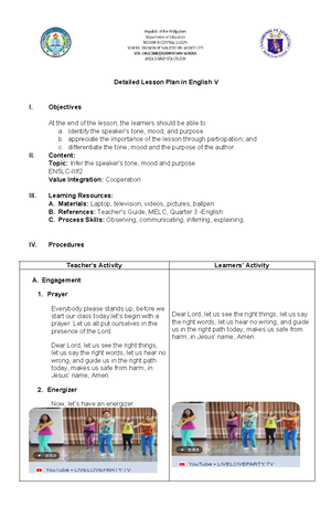Make a stand grade 5 dlp RV - Detailed Lesson Plan in English V I ...