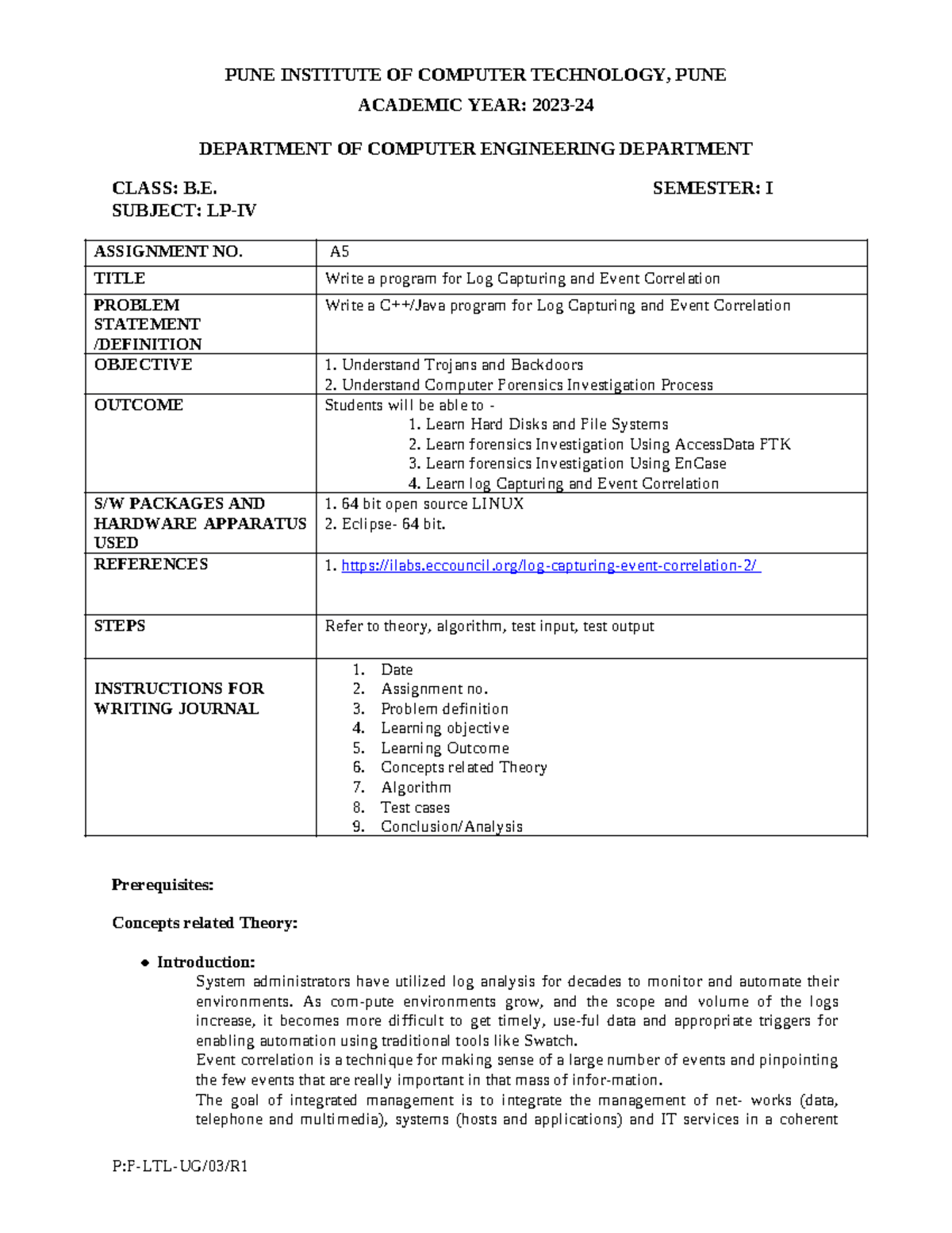 Labmanual IV CSDF A5 - LP4 Manual - PUNE INSTITUTE OF COMPUTER TECHNOLOGY, PUNE ACADEMIC YEAR ...