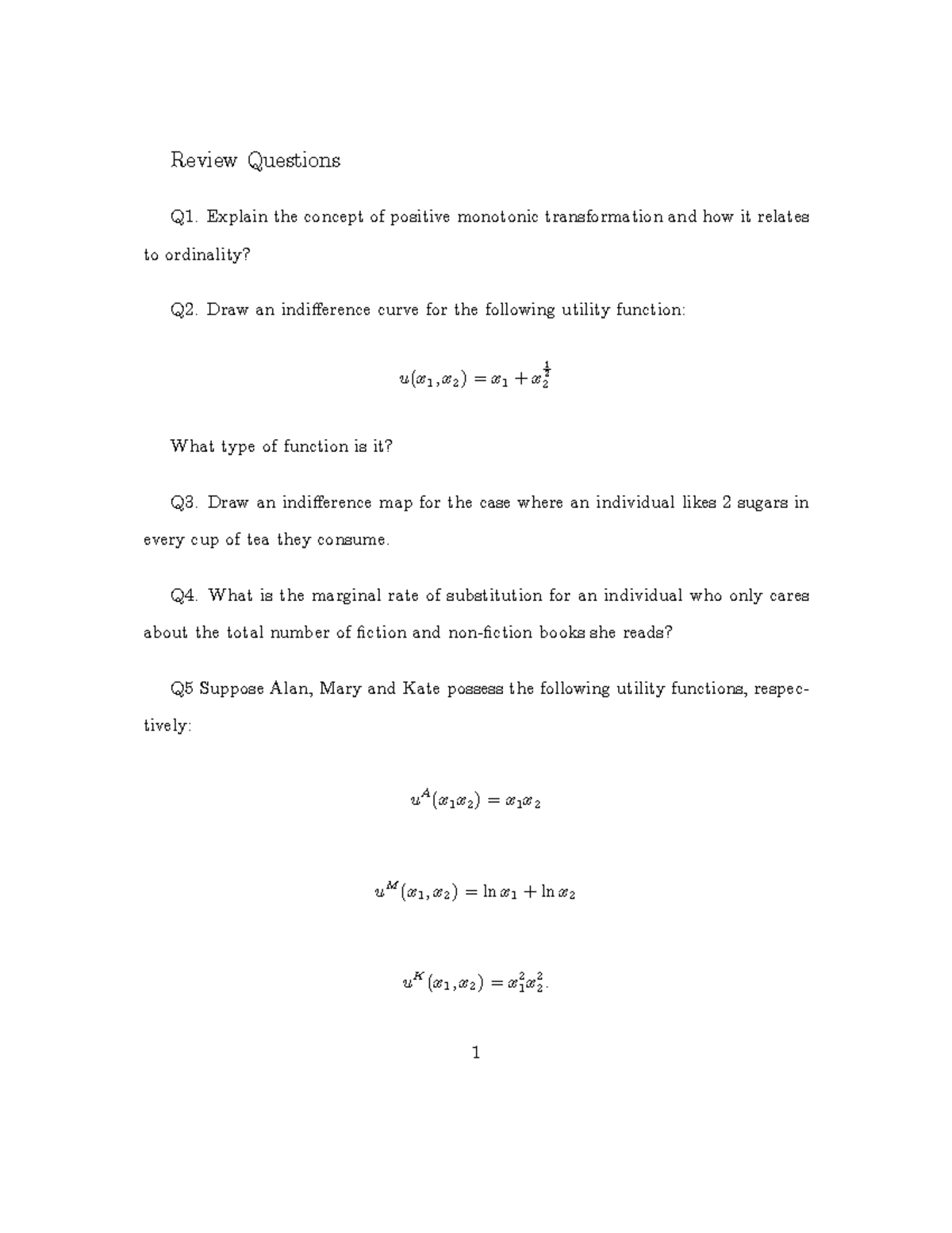 Utility Questions - Review Questions Q1. Explain the concept of ...