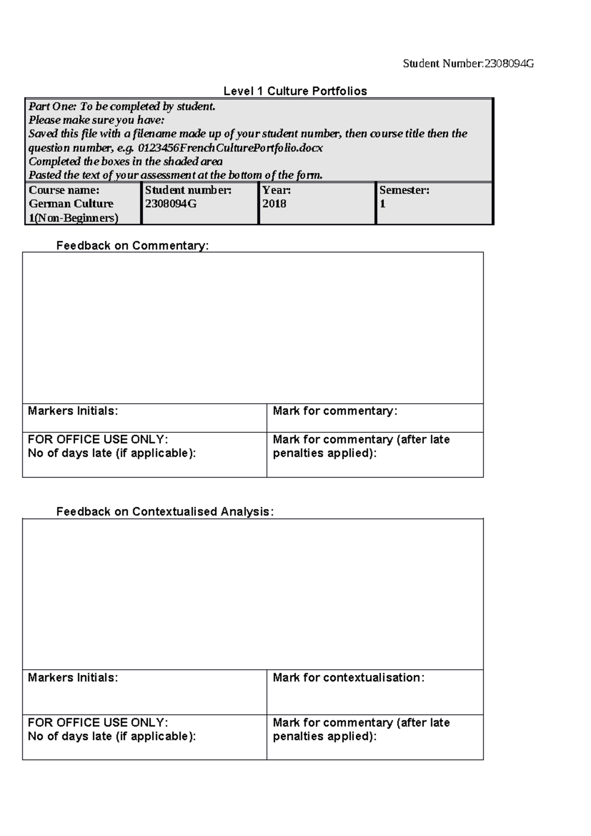 2308094 German Culture 1Portfolio - Level 1 Culture Portfolios Part One ...