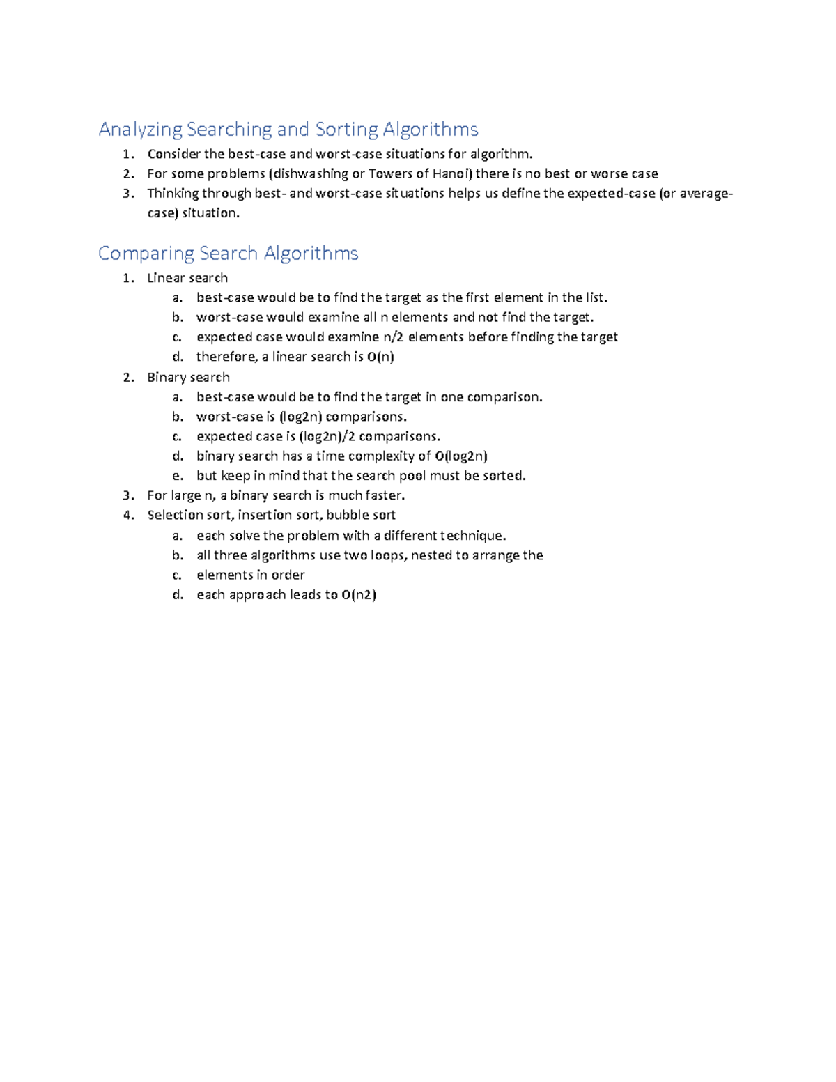 CSE4 - Lecture notes - Analyzing Searching and Sorting Algorithms ...