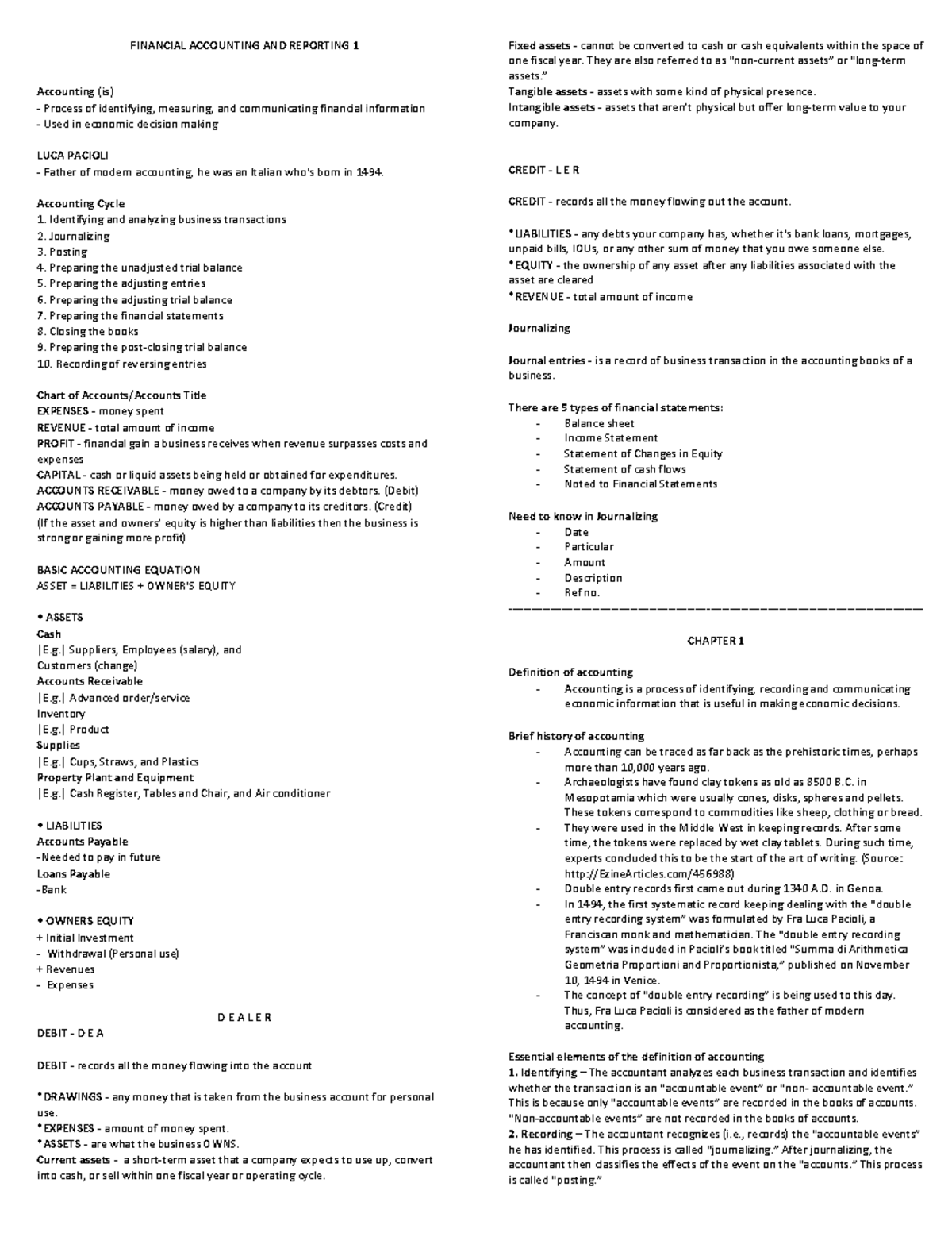 Financial Accounting AND Reporting 1 Reviewer - FINANCIAL ACCOUNTING ...