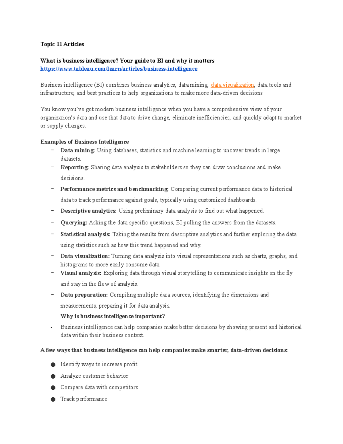 IDSC Quiz 6 (Topics 11 and 12) - Topic 11 Articles What is business ...