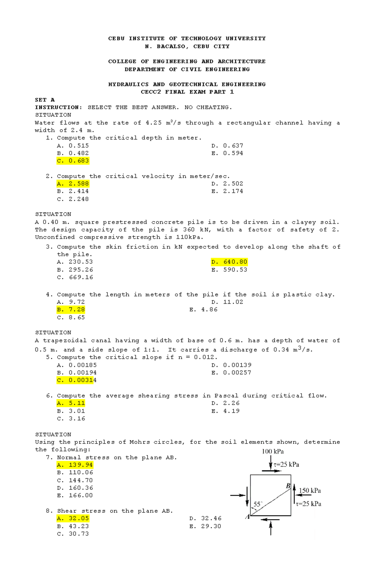 compilation of hydraulics and geotechnical engineering problems - CEBU ...
