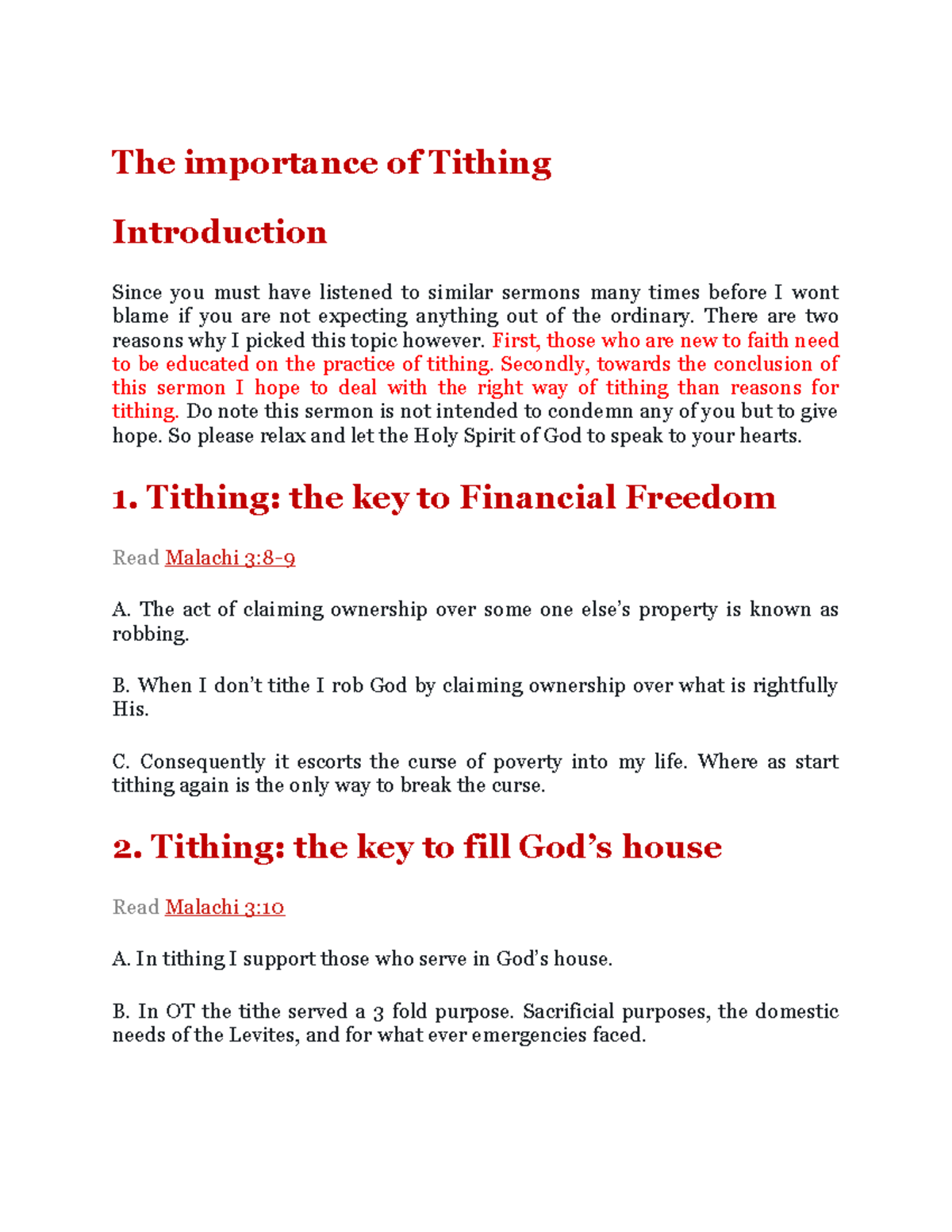 The importance of Tithing - The importance of Tithing Introduction ...