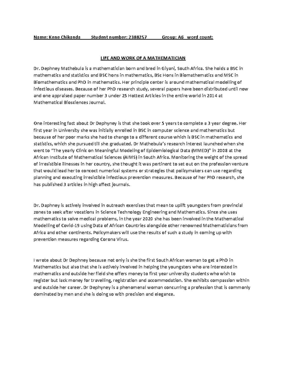 transition to abstract mathematics 2021 mathemactics - Name: Kene ...