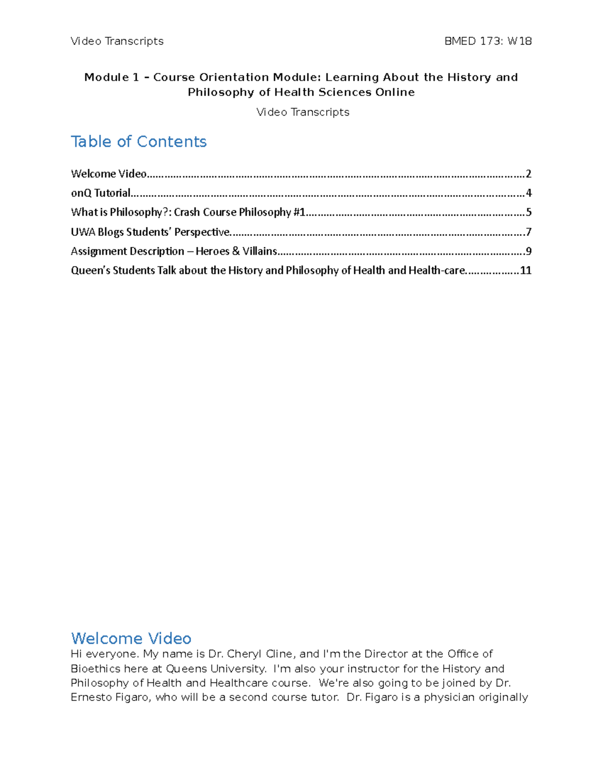 Module 1 - video transcripts - Module 1 – Course Orientation Module ...