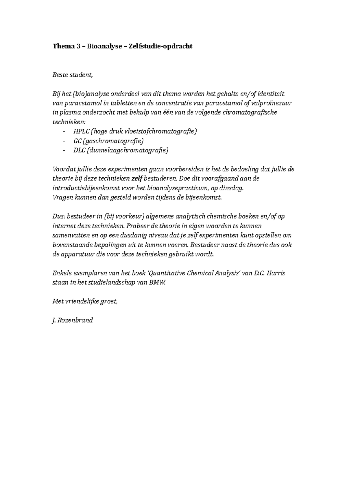 Zelfstudie-opdracht bioanalyse - Thema 3 – Bioanalyse – Zelfstudie ...