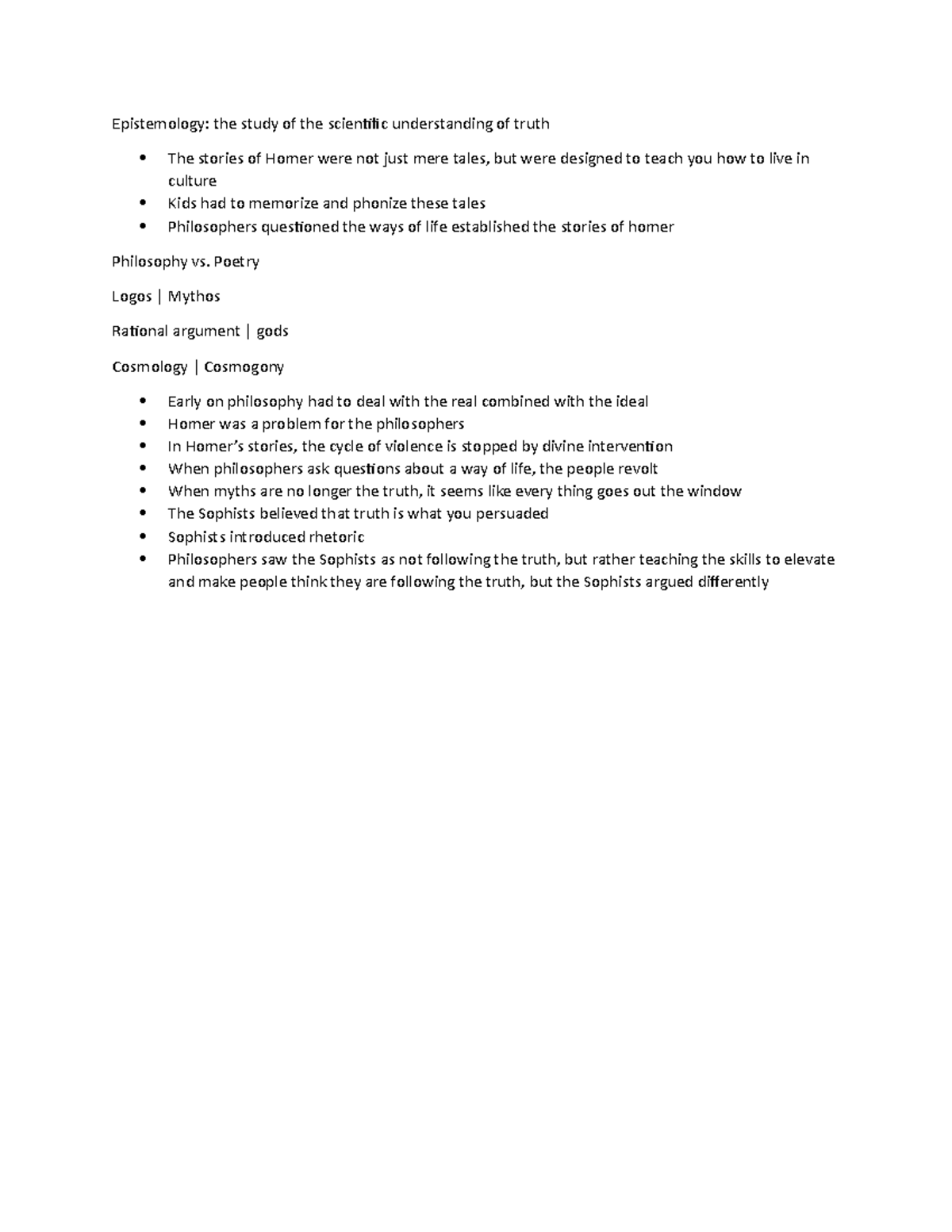 Week 2 Philosophy notes - Epistemology: the study of the scientific ...