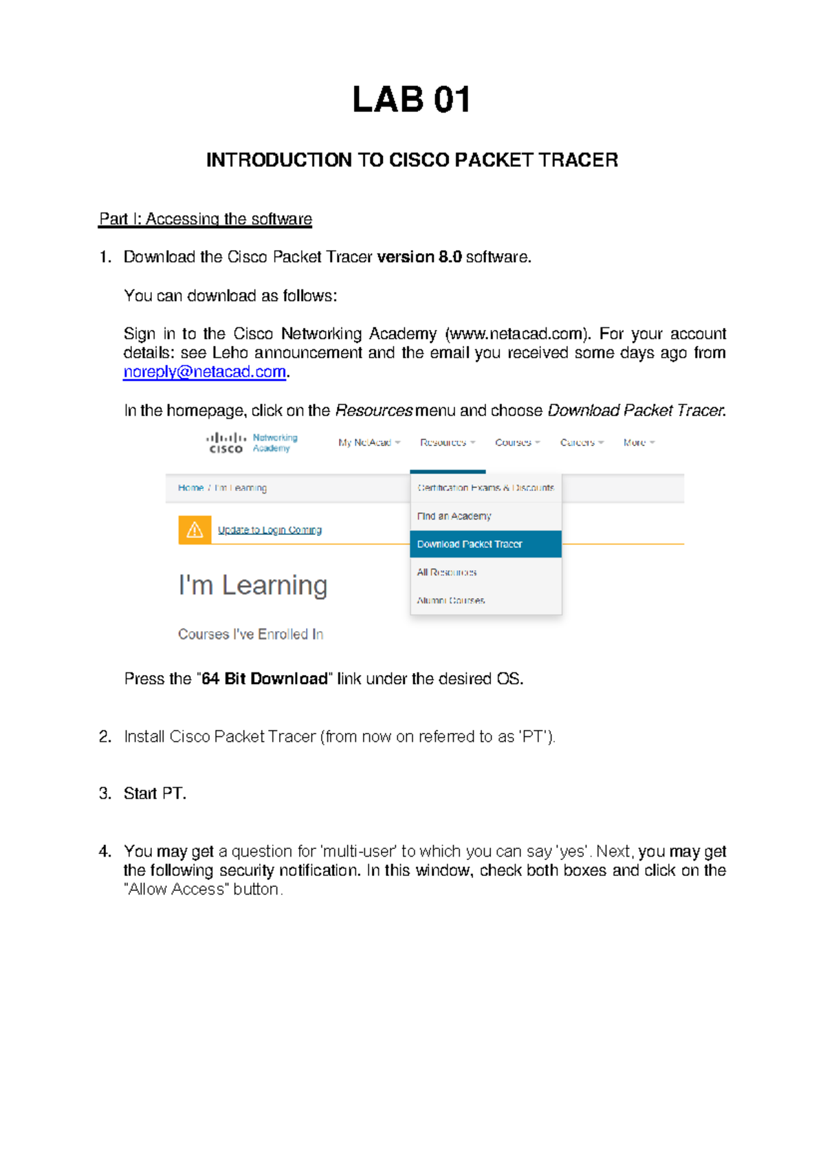 Lab 01 Exploring Packet Tracer Solutions Lab 01 Introduction To Cisco Packet Tracer Part I