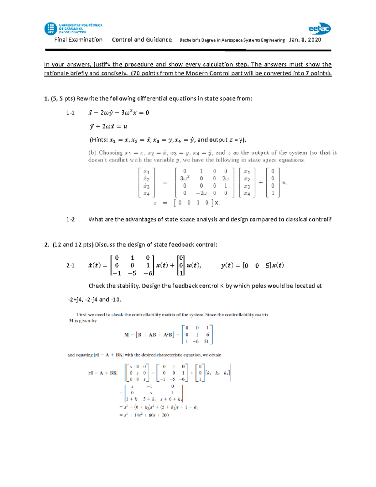 2020 Final exam Control i guiatge - Final Examination Control and ...