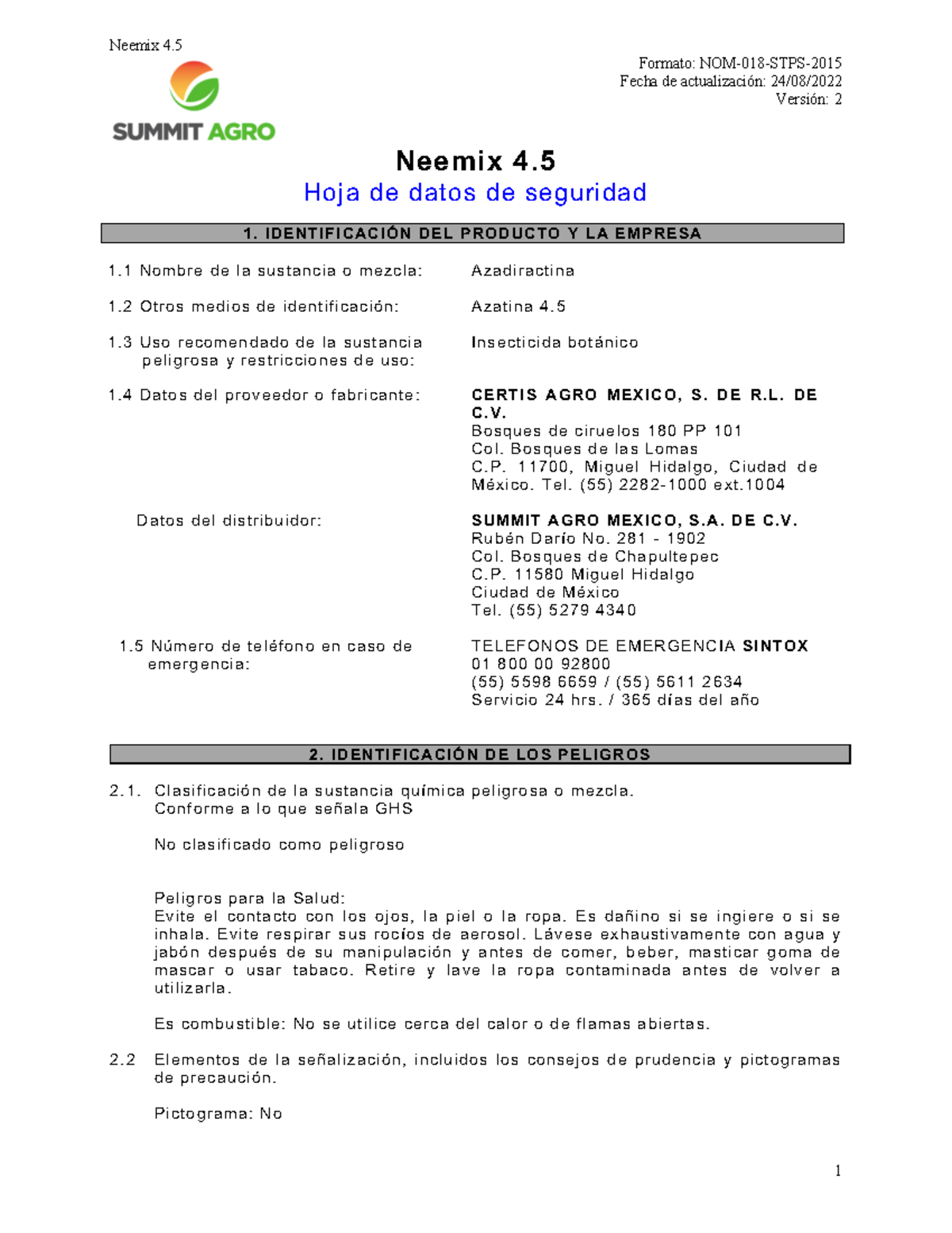 Neemix 4.5 Insecticida Regulador del Crecimiento Insecticida ...