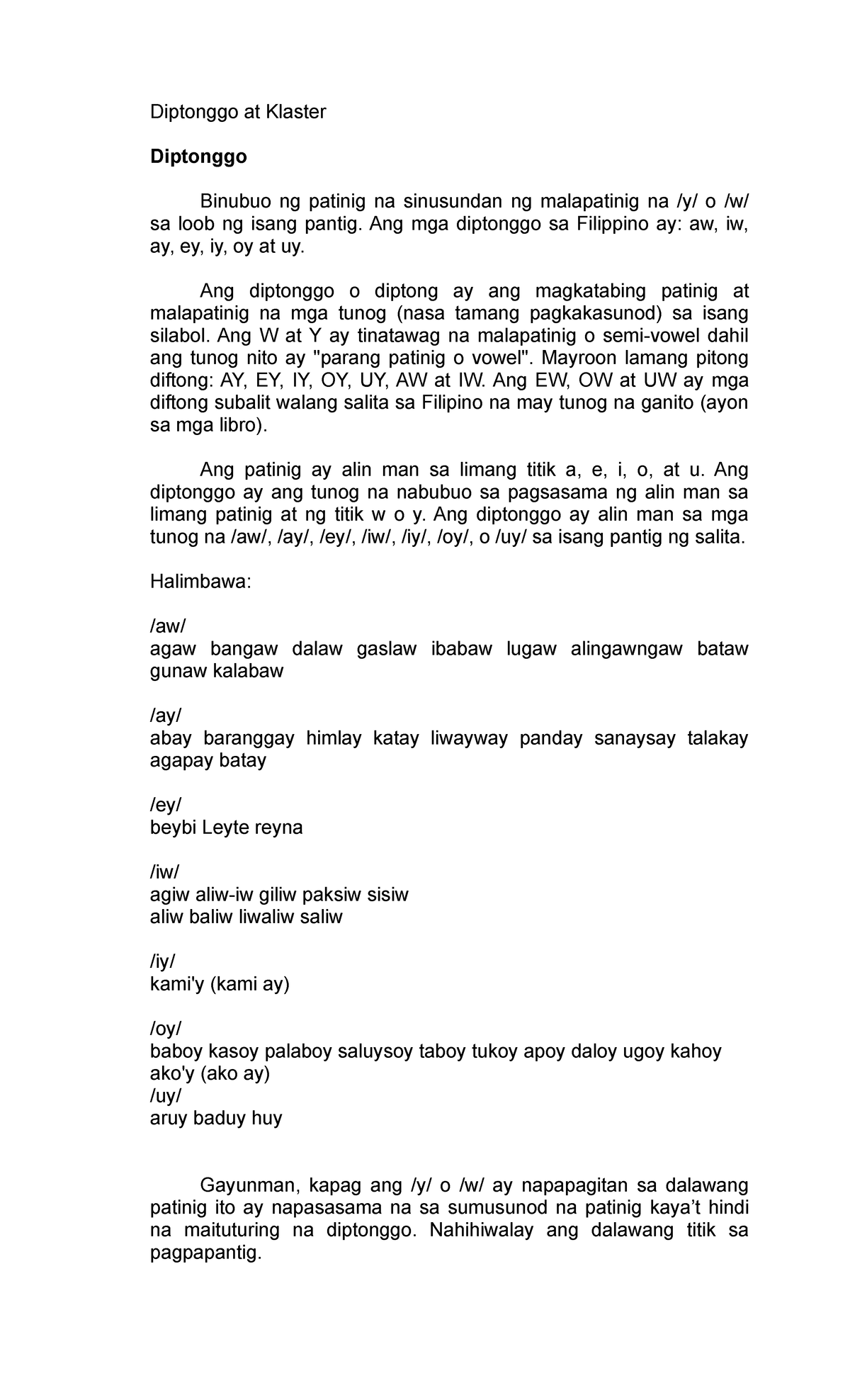 Inbound 6694725378355590279 - Diptonggo at Klaster Diptonggo Binubuo ng ...