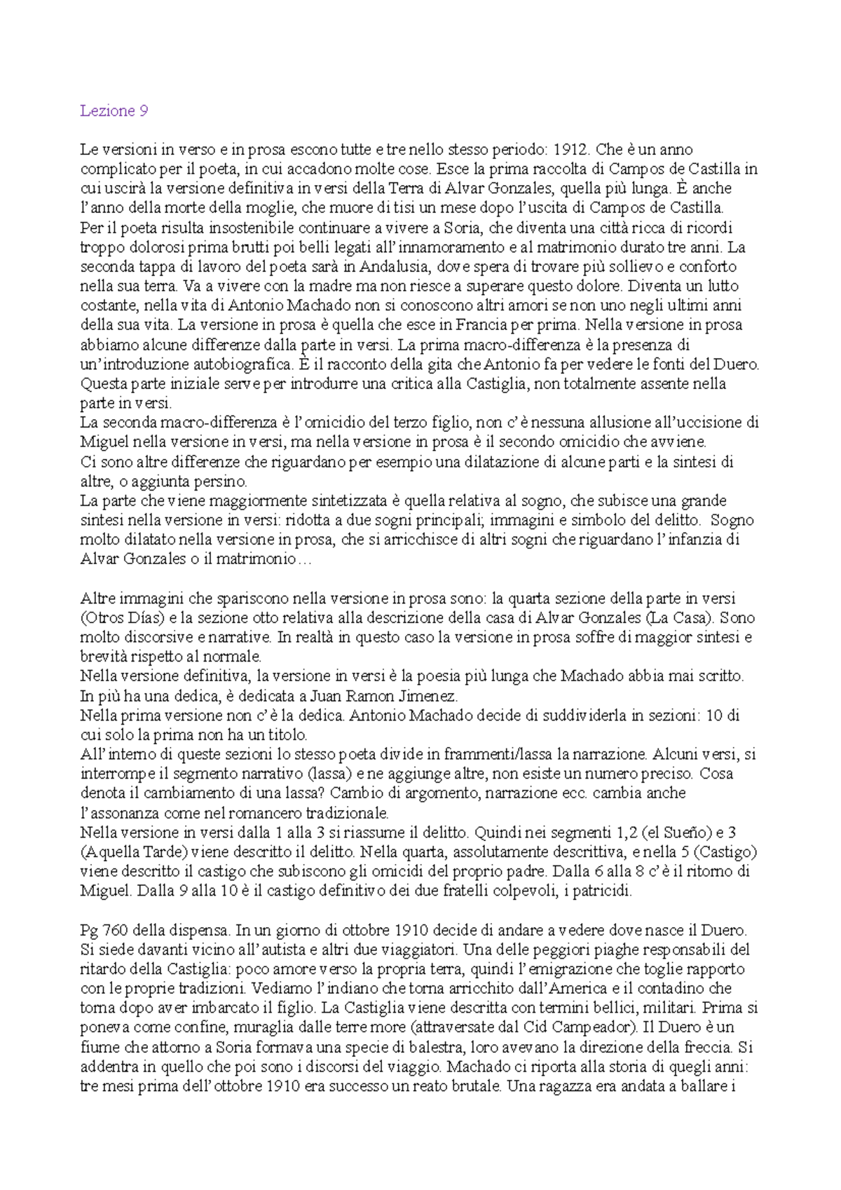 Lezione 9 - Lezione 9 Le versioni in verso e in prosa escono tutte e ...