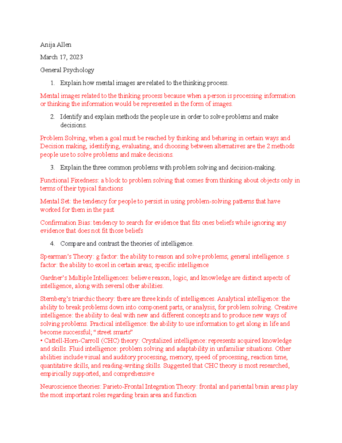 Psychology Chapter 7 - ..... - Anija Allen March 17, 2023 General ...