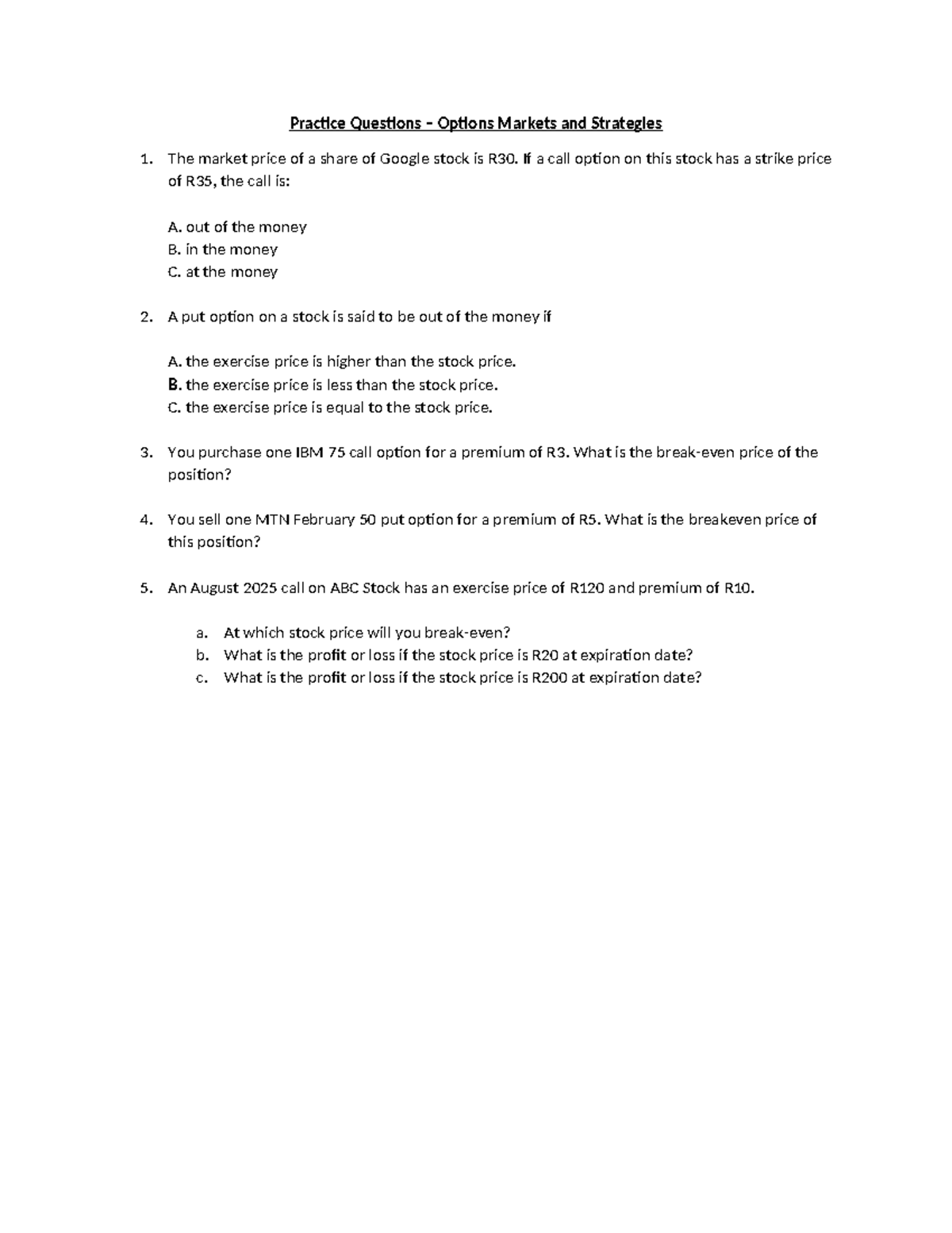 Practice Questions - Solution to a tutorial exercise - Practice ...