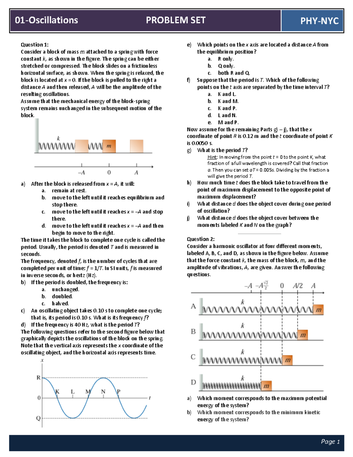 NYC-Problem-Set-01-Oscillations v1 - 01 - Oscillations PROBLEM SET PHY-NYC [ T y p e t h e c o m ...