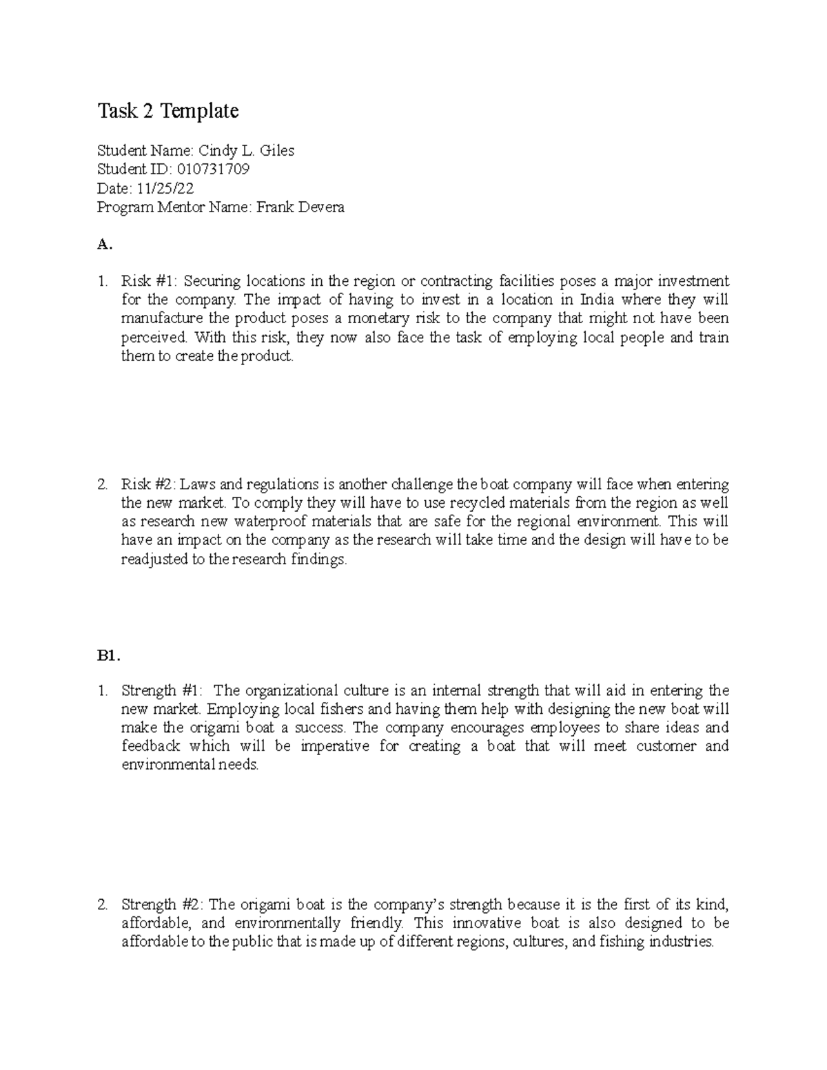 C714-D081 Task Two - Giles - C714 - WGU - Studocu