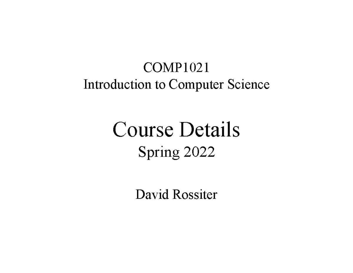01 1021 course details s2022 1spp - Course Details Spring 2022 David ...