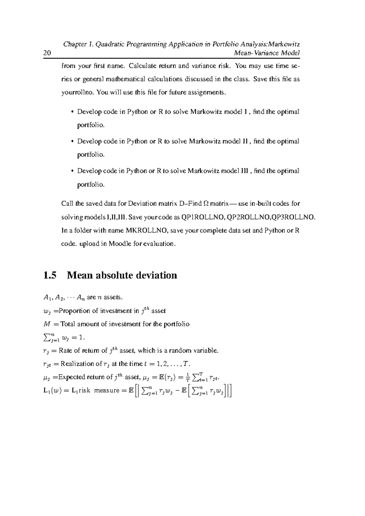 Minmax MAD Class NOTE - Notes - 20 Chapter 1. Quadratic Programming ...