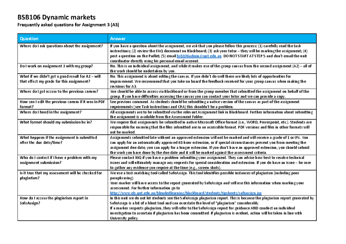 FAQ - A3 2022 v1 - Faq document to help with questions relating to ...