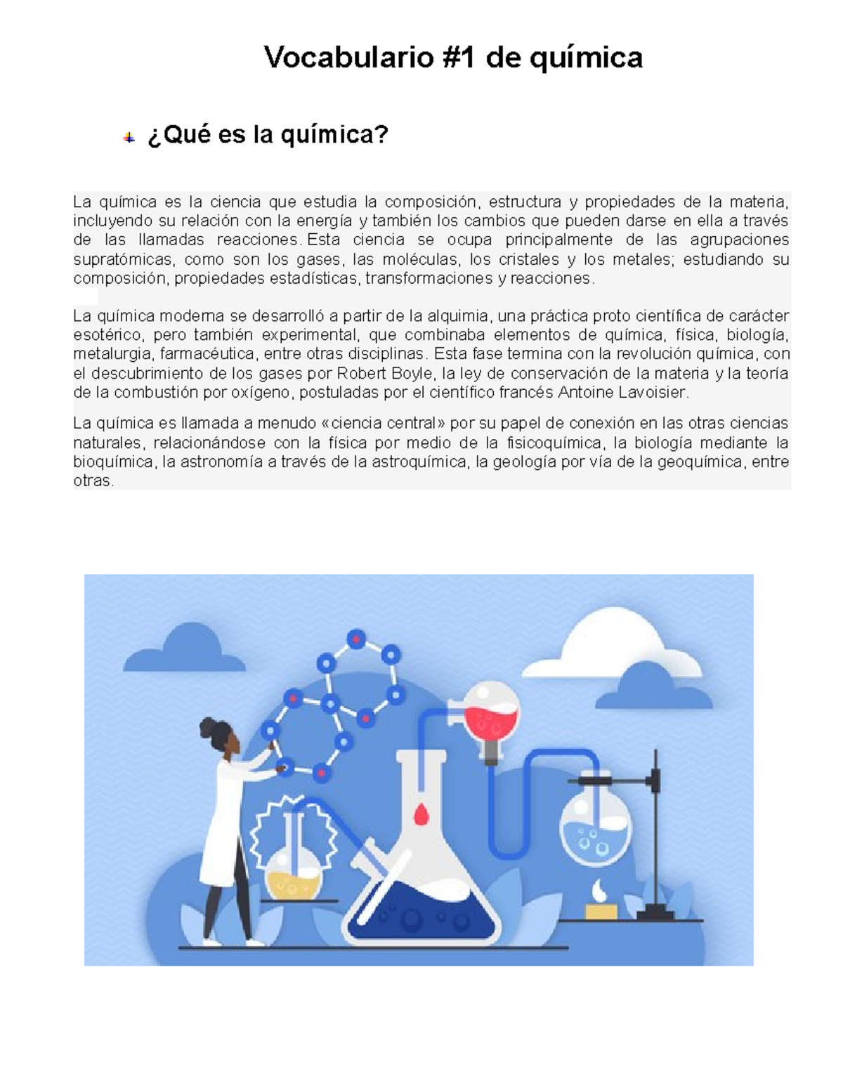 Vocabulario DE Quimica #1 - Vocabulario #1 de química ¿Qué es la ...